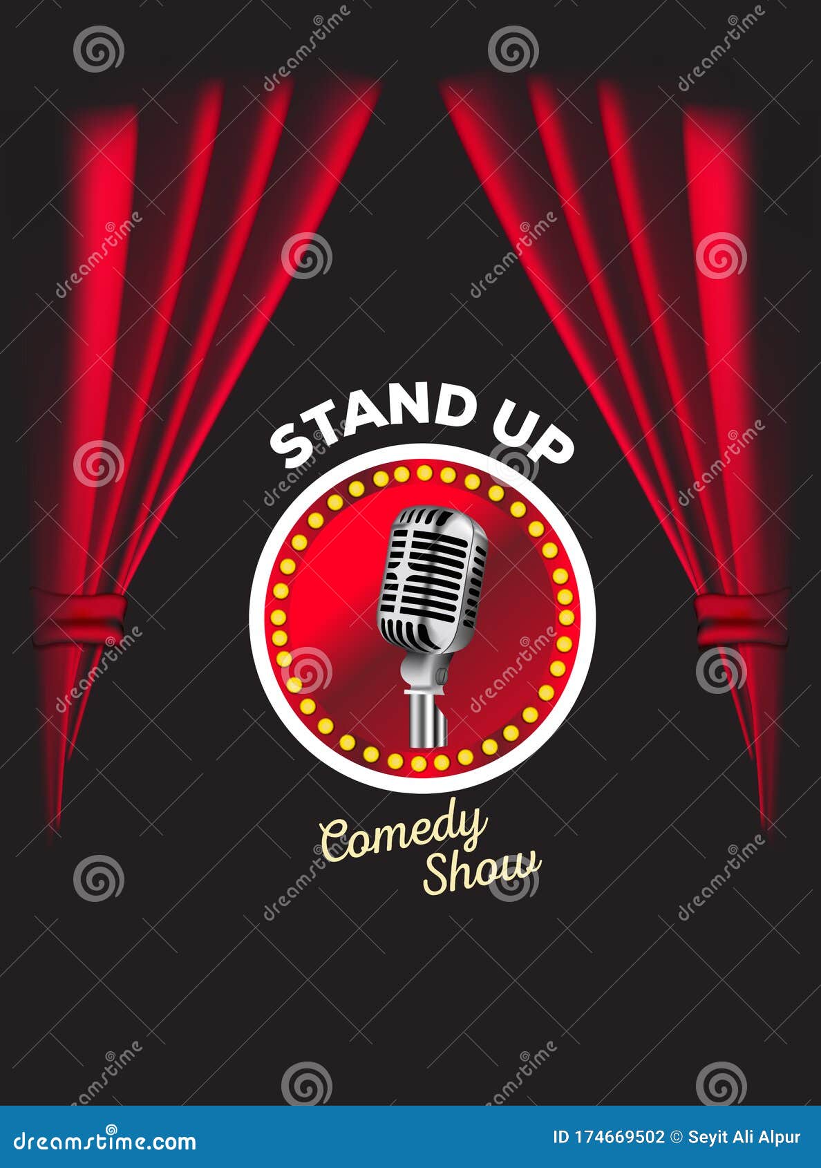 Standup Show Signs. Neon Comedy Club And Open Microphone Icons ...
