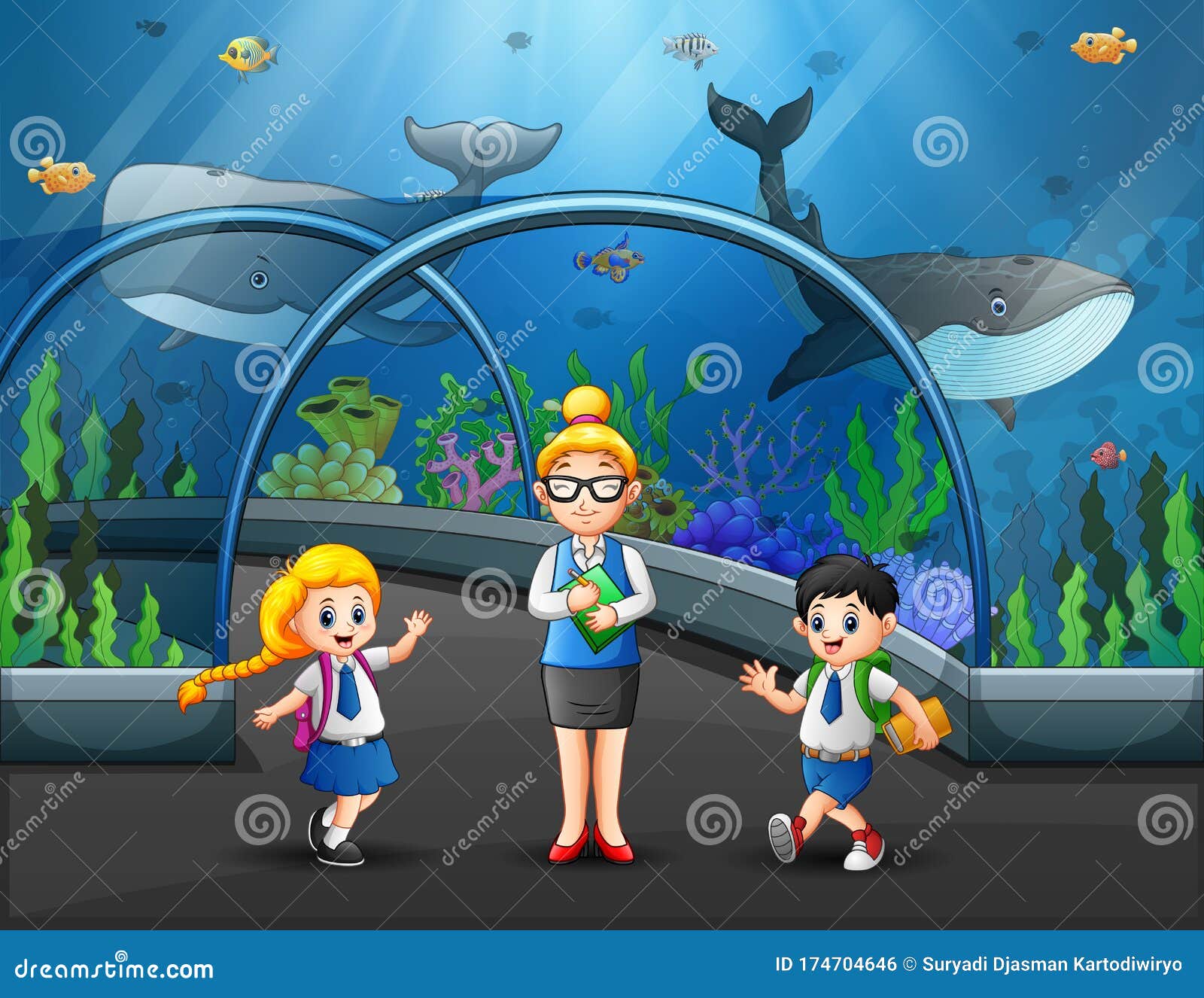 Kids On Excursion In The Dinosaur Or Natural History Museum With A ...