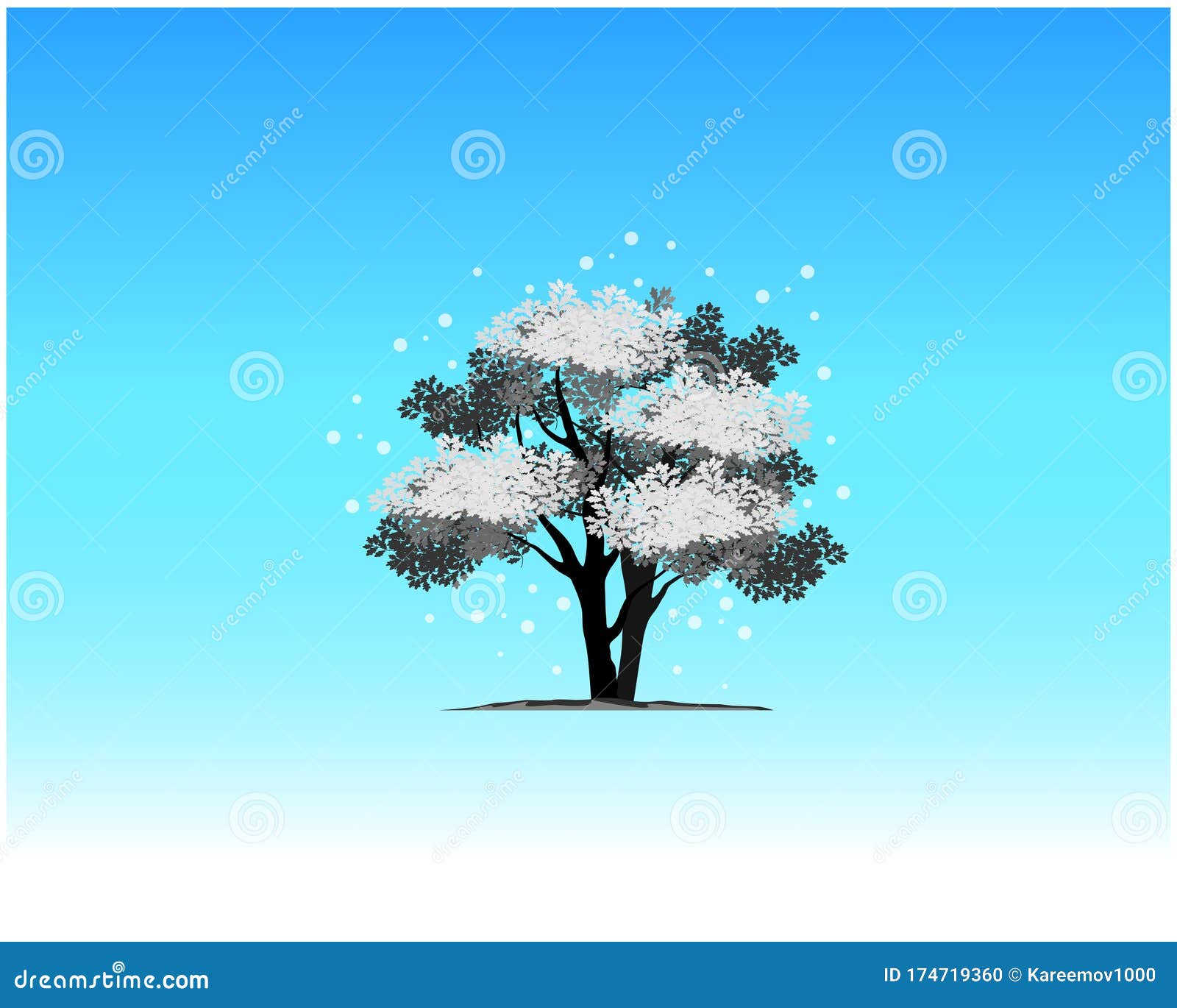 Tree in Snow Vector Illustration Isolated. Giant Tree Vector.. Stock ...