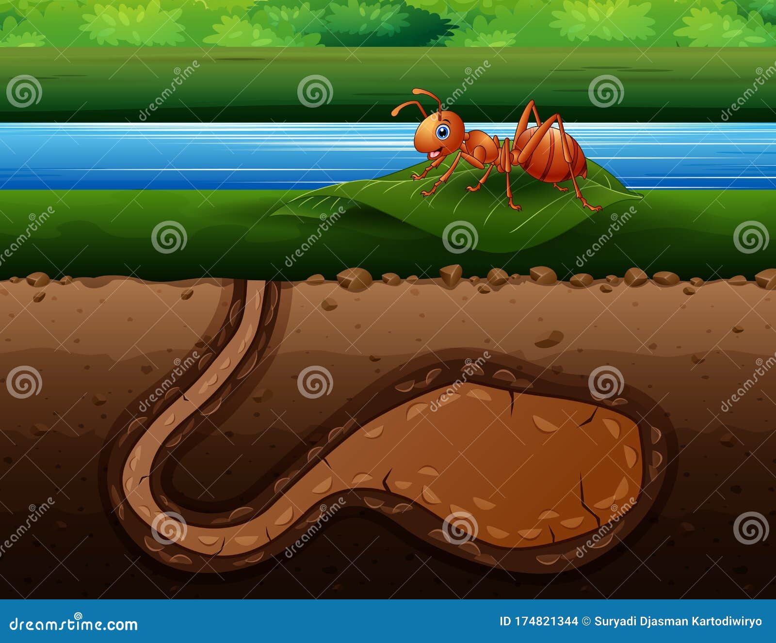 Anthill With Small Ants On A White Background. Cartoon Vector ...