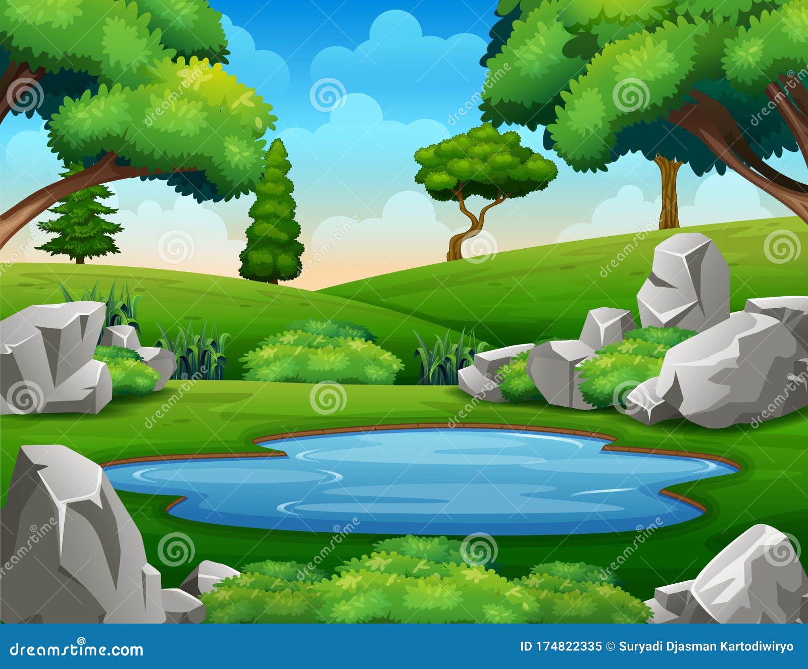 Orphan Pond Scene Clipart