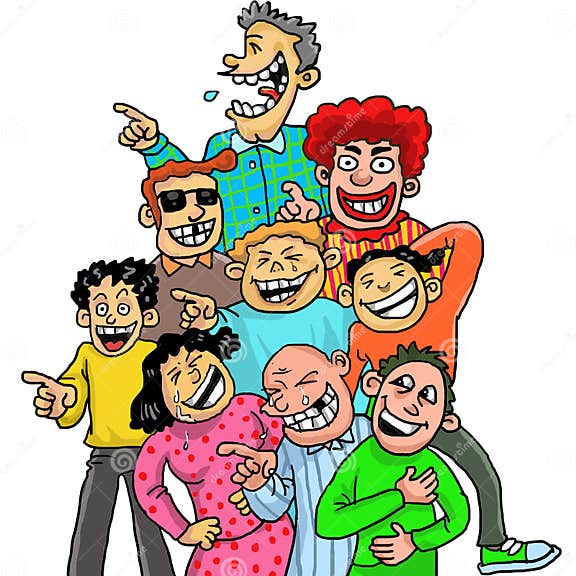 Funny Cartoon Crowd Laughing while they are Pointing Someone! Stock ...