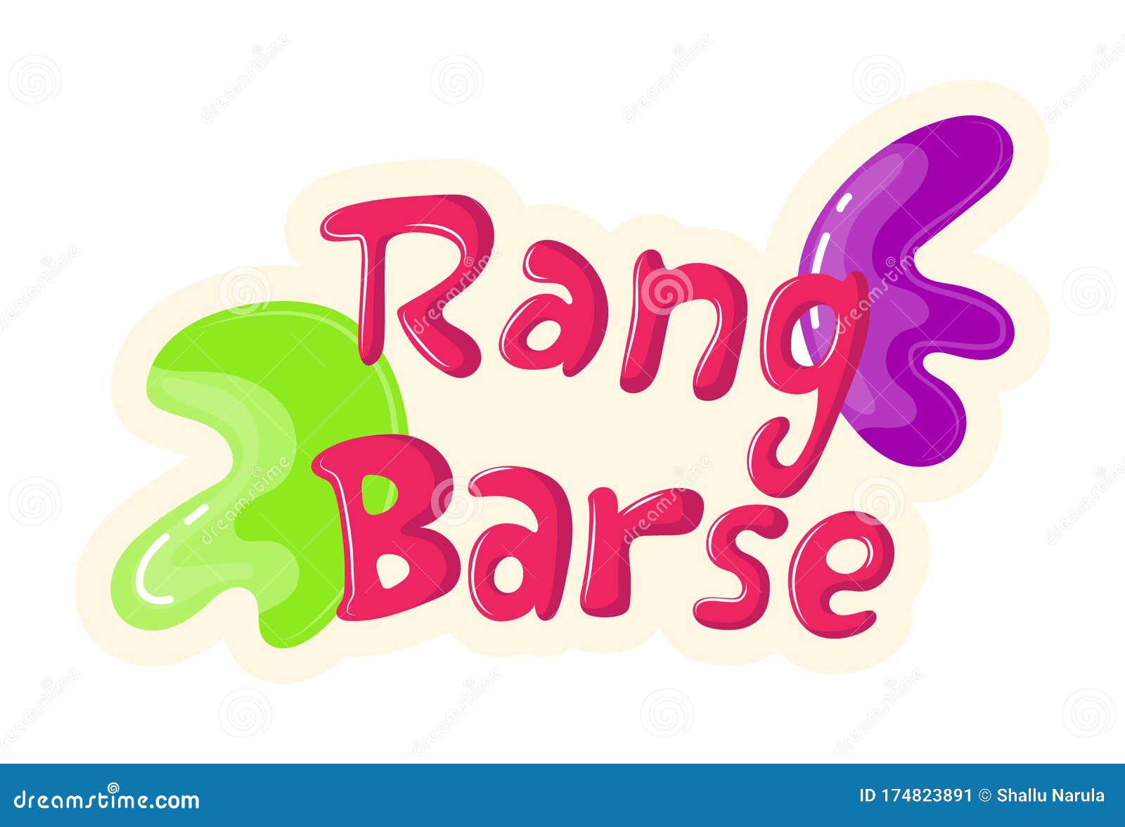 Rang Barse Hindi Text Sticker Cartoon Vector | CartoonDealer.com #206107621