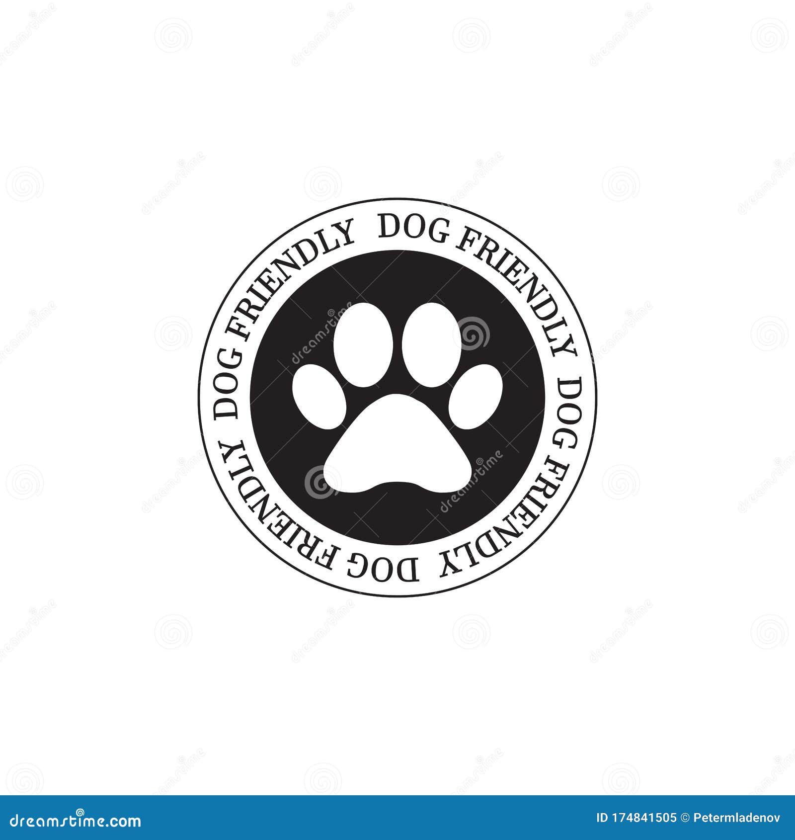 Dog Friendly Sign with Paw Footprint. Vector Illustration Isolated on ...