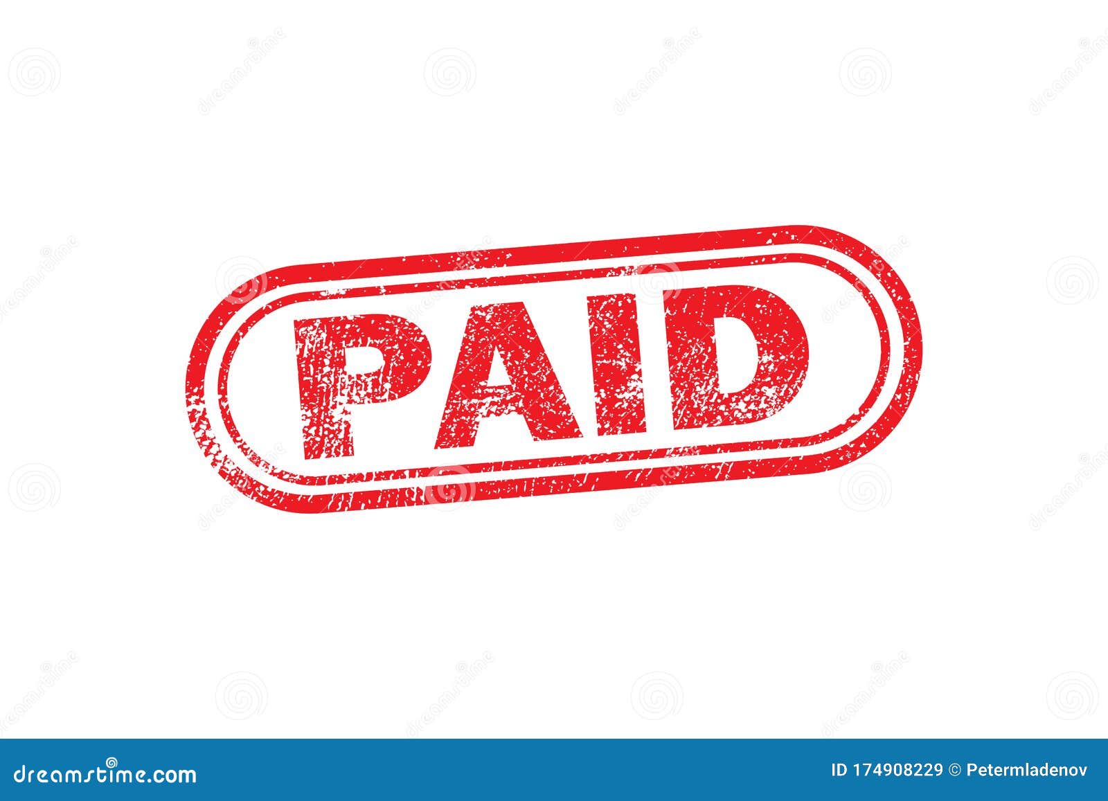 Paid Red Grunge Stamp, Vintage Rubber Badge Template Isolated on White ...