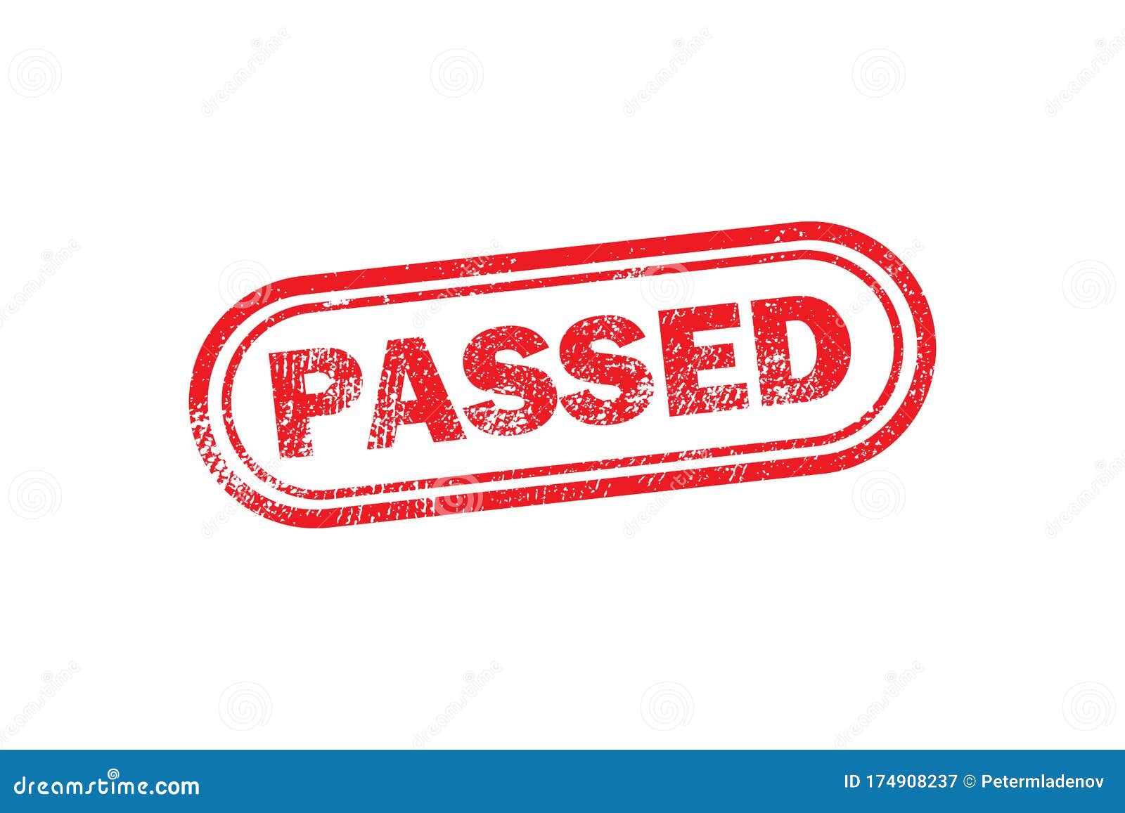 Passed Red Grunge Stamp, Vintage Rubber Badge Template Isolated on ...
