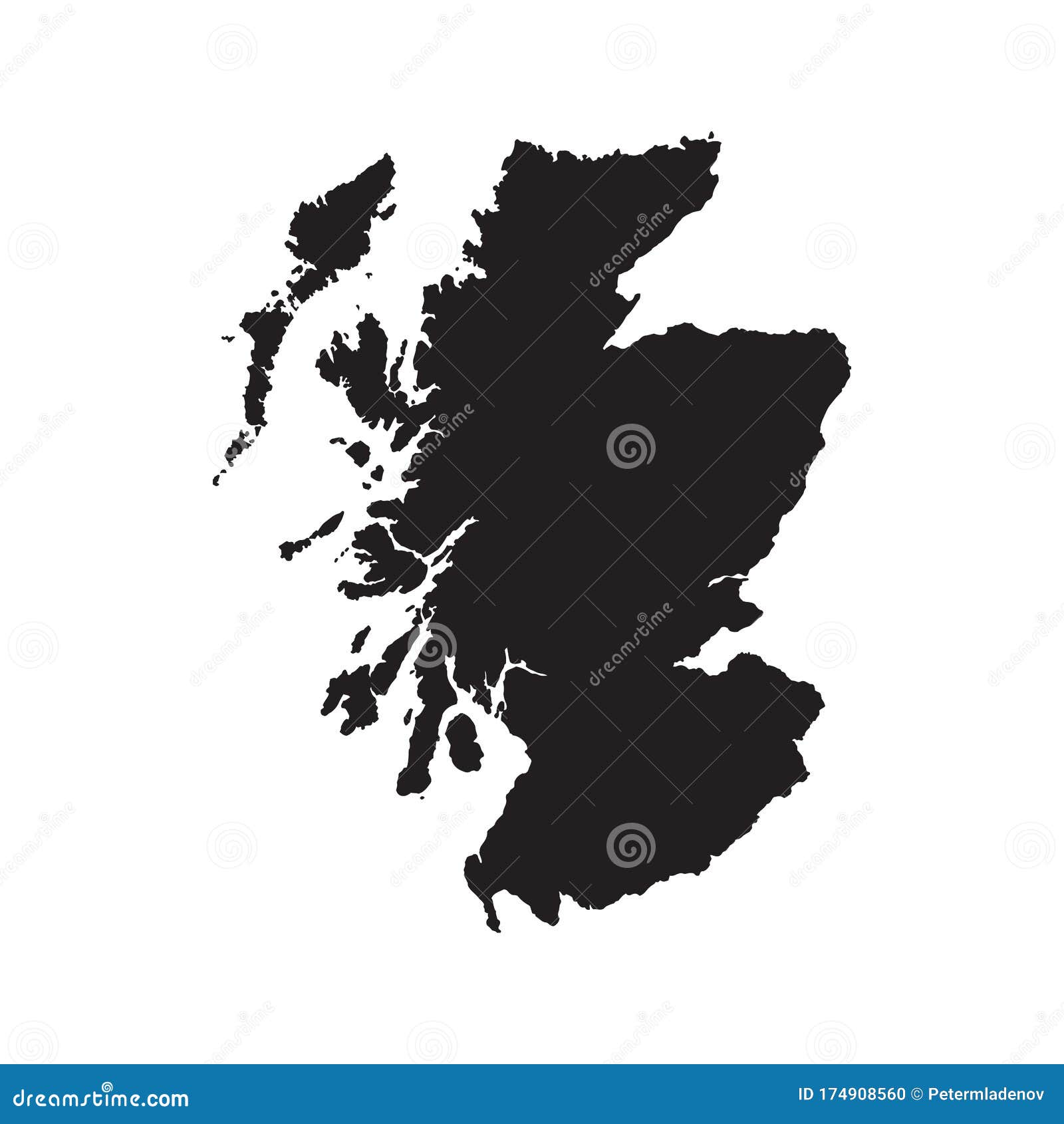 Scotland Map Vector, Isolated on White Background. Black Template, Flat ...