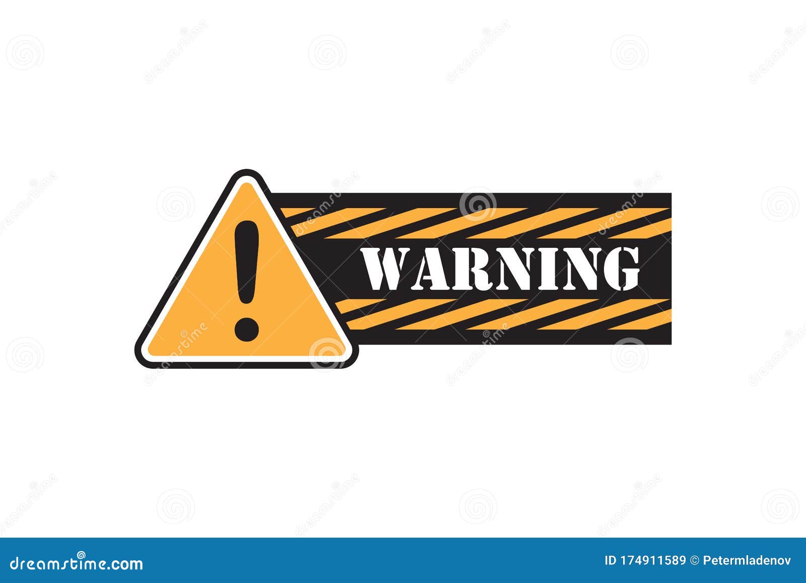 Warning. Attention Sign in Orange Stripped Rounded Line Frame and Black ...