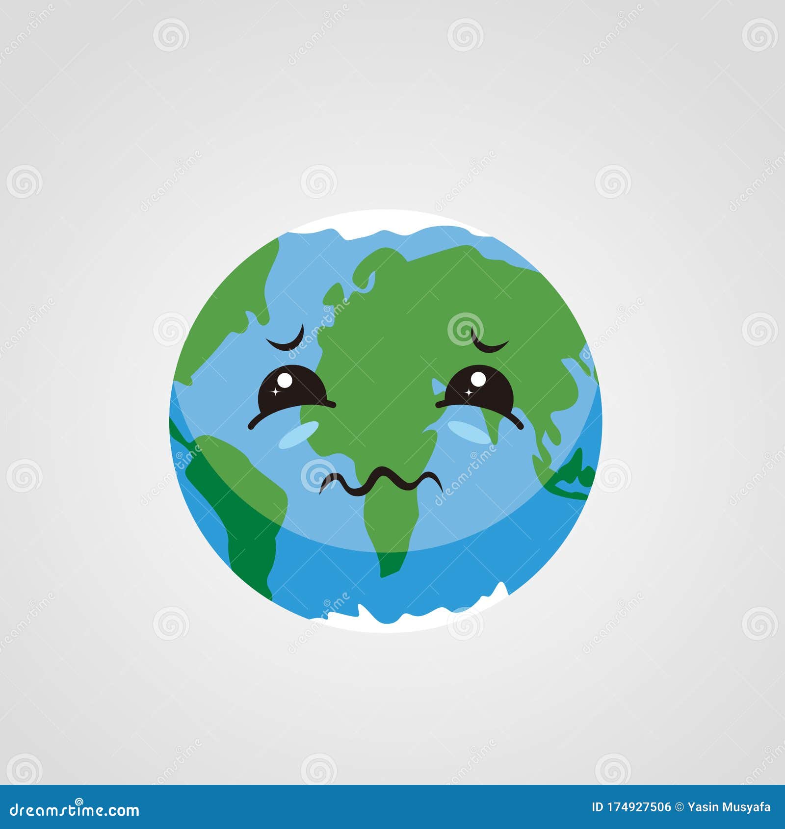 Illustration Graphic Vector of Earth with Sad Expression, Cartoon ...