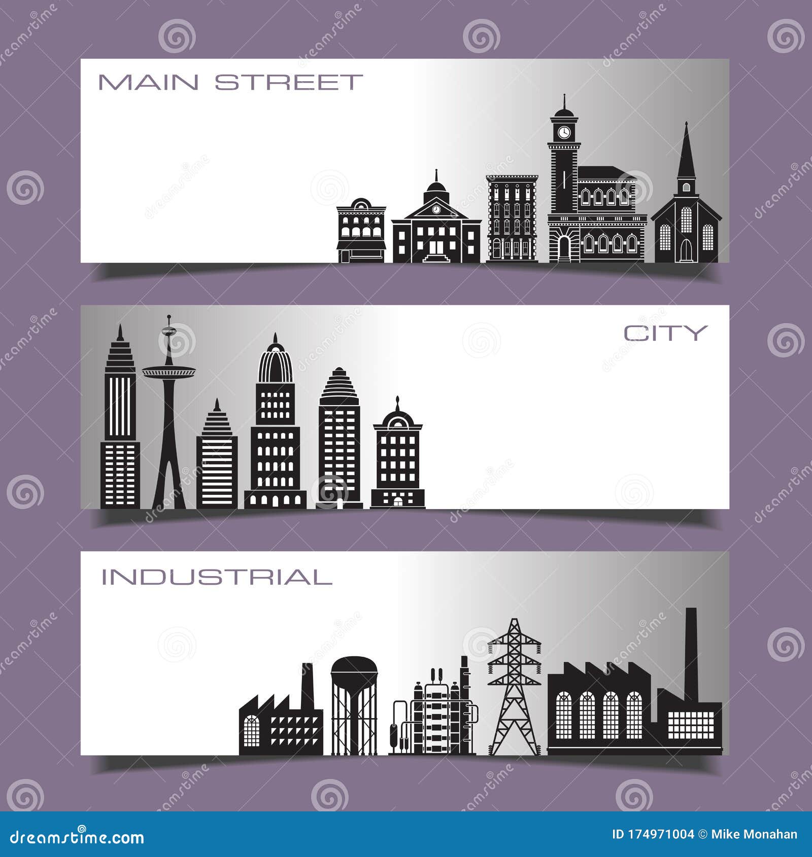 Three Building Banners with Space for Type. Stock Vector - Illustration ...