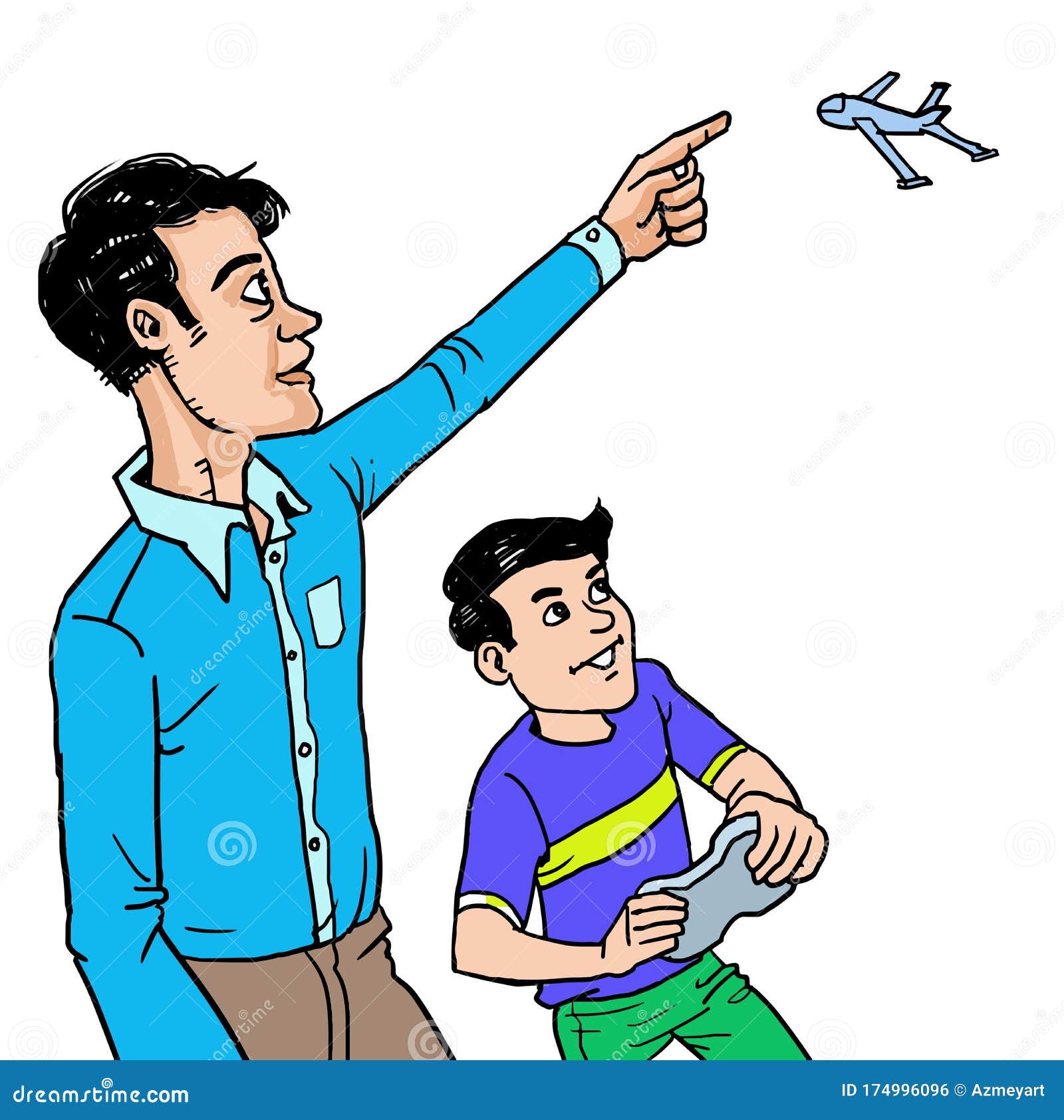 Kid Playing Remote Control Flying Aeroplane Stock Vector - Illustration ...