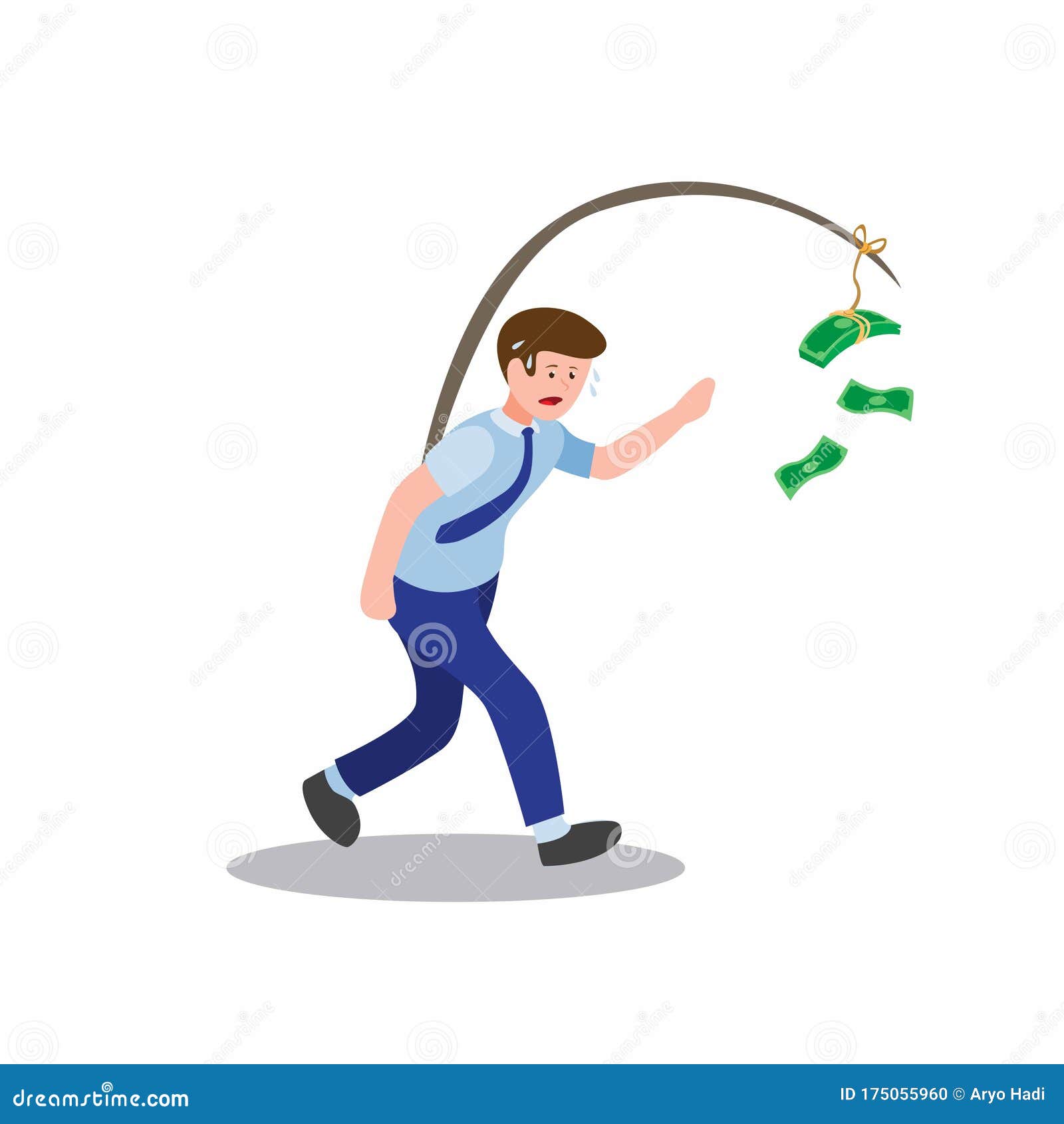 Chasing After Money Metaphor Vector Cartoon Illustration ...