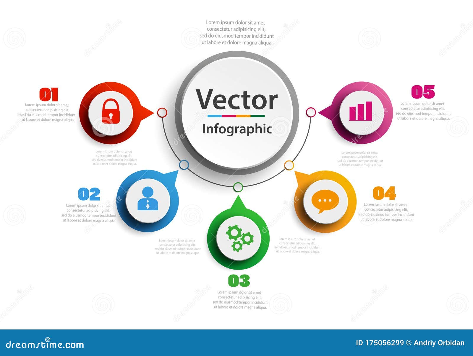 Abstract Infographics Number Options Template with 5 Steps Stock Vector ...