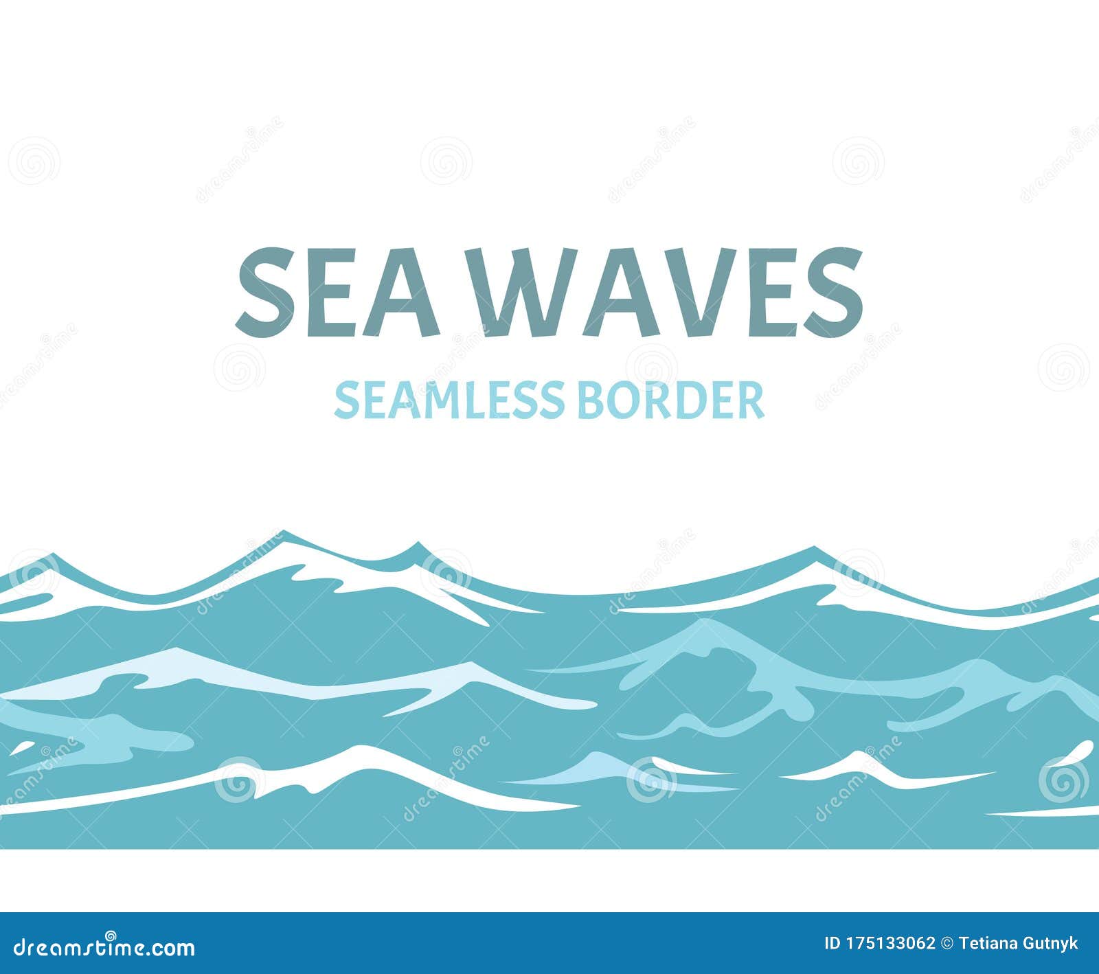 Sea Waves Seamless Border. Vector Illustration of Blue Water Stock ...
