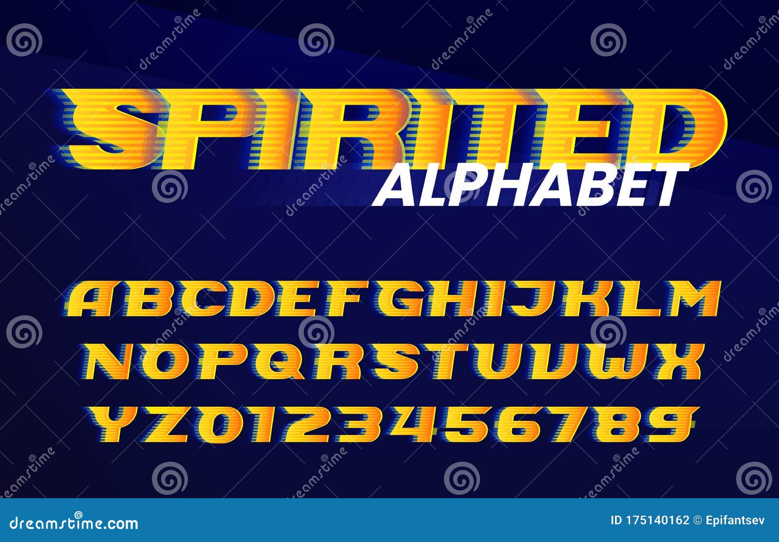 Spirited Alphabet Font. Fast Speed Effect Dynamic Letters and Numbers ...
