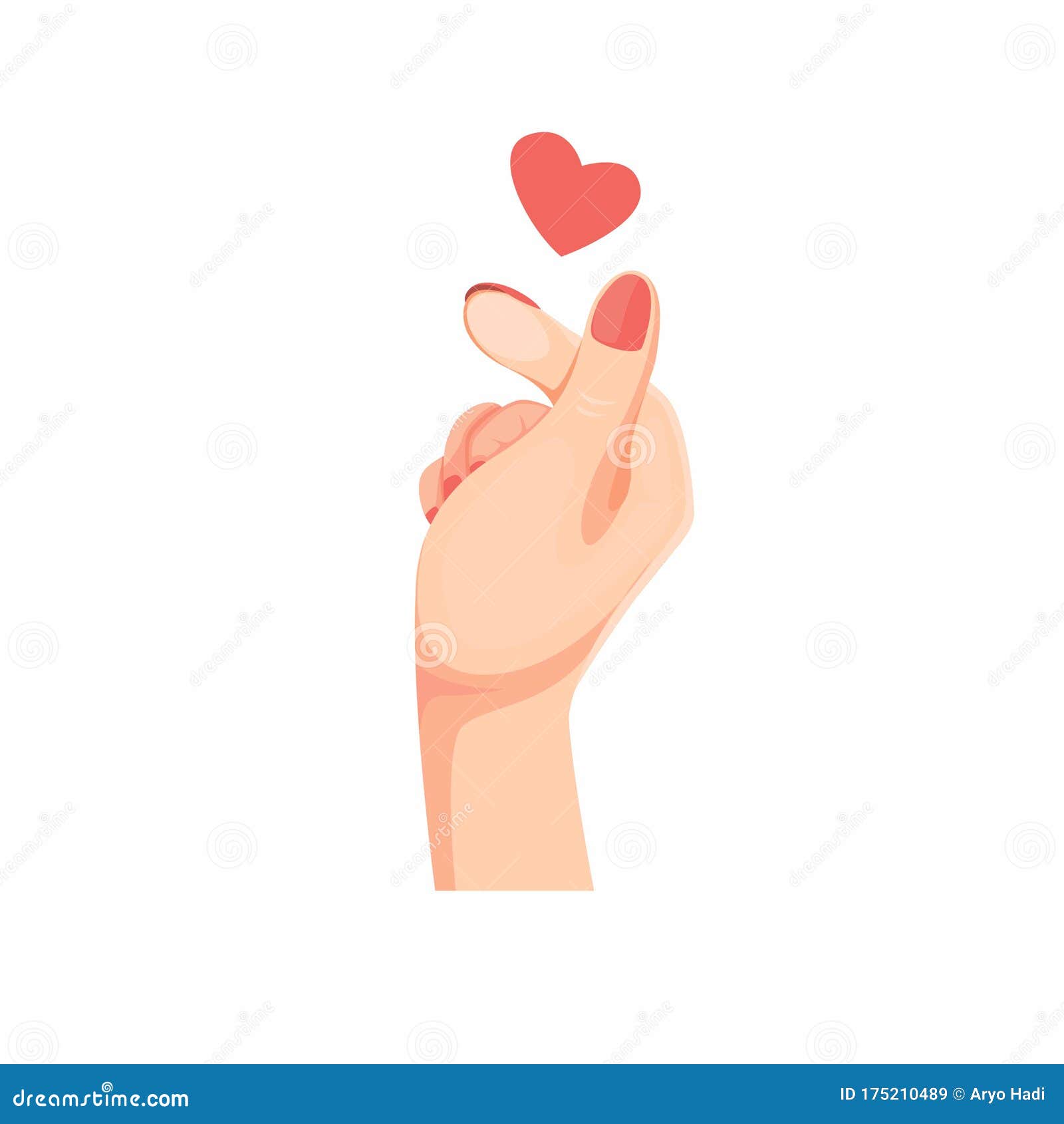Hand with Finger Love Symbol, Korean Heart Gesture in Cartoon Flat ...