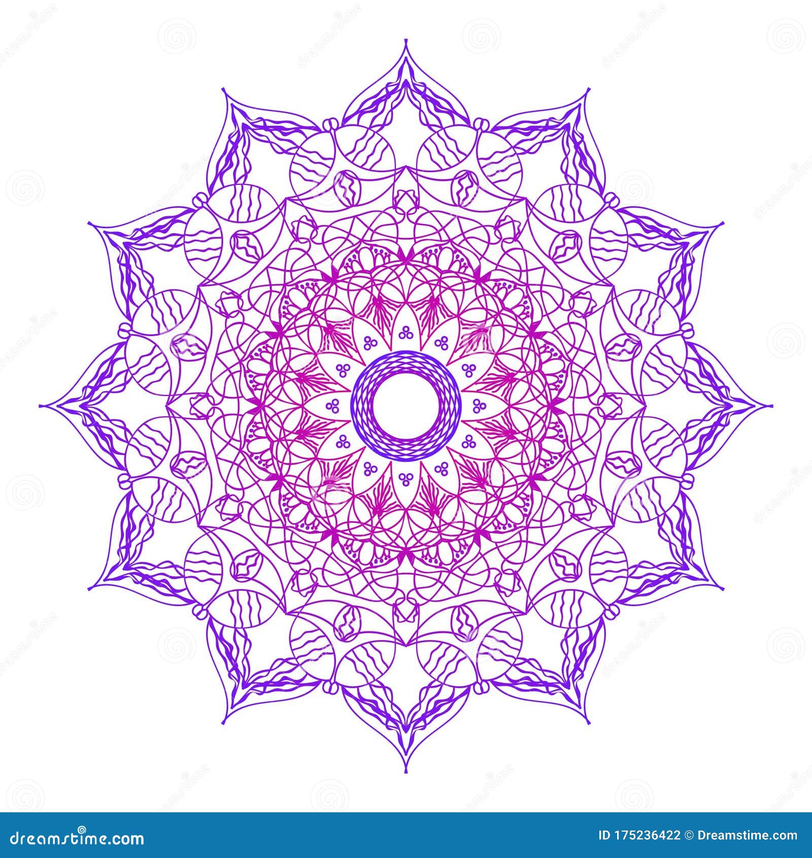 Vector Illustration Isolated Mandala Art Design Pattern Purple ...