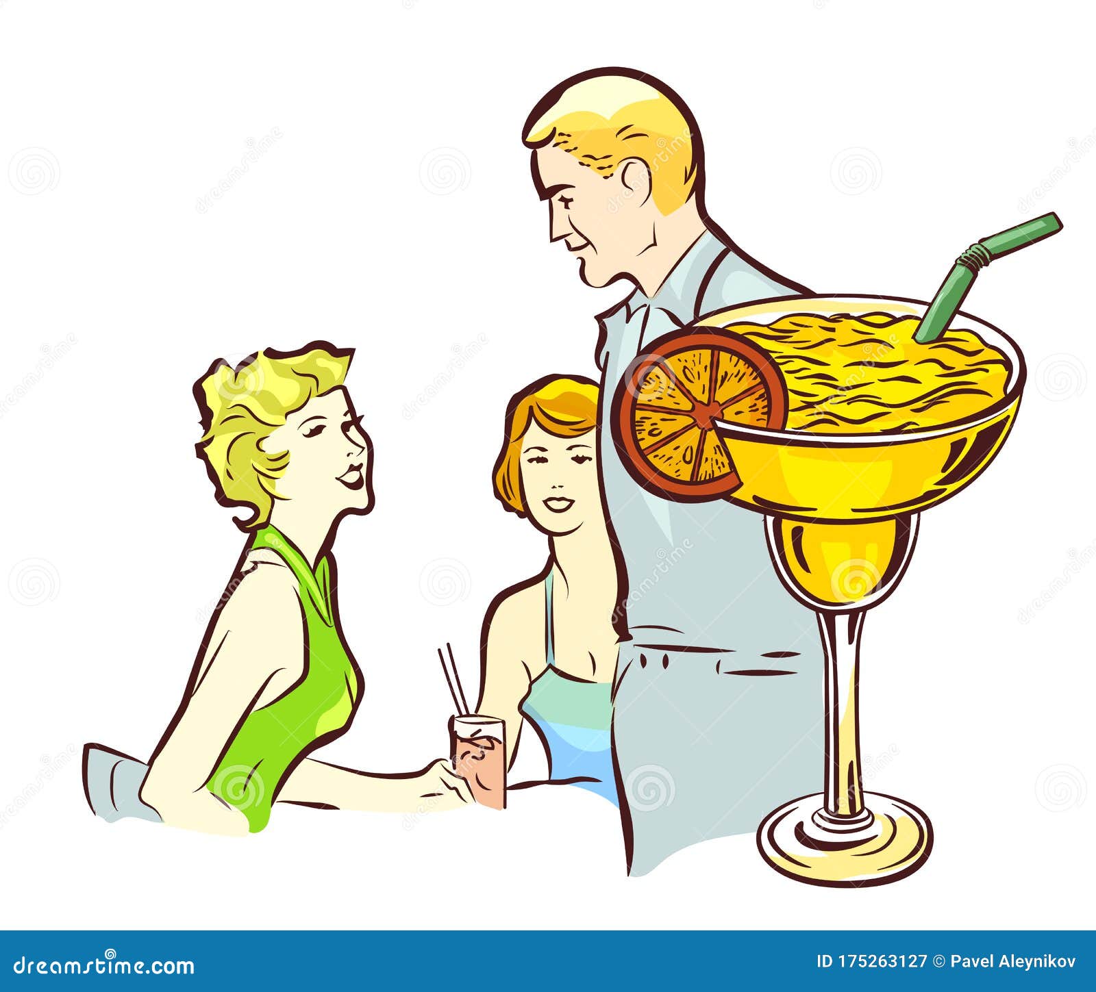 Restaurant Scene. Lady Sitting At A Restaurant Table With Wine. Flat ...