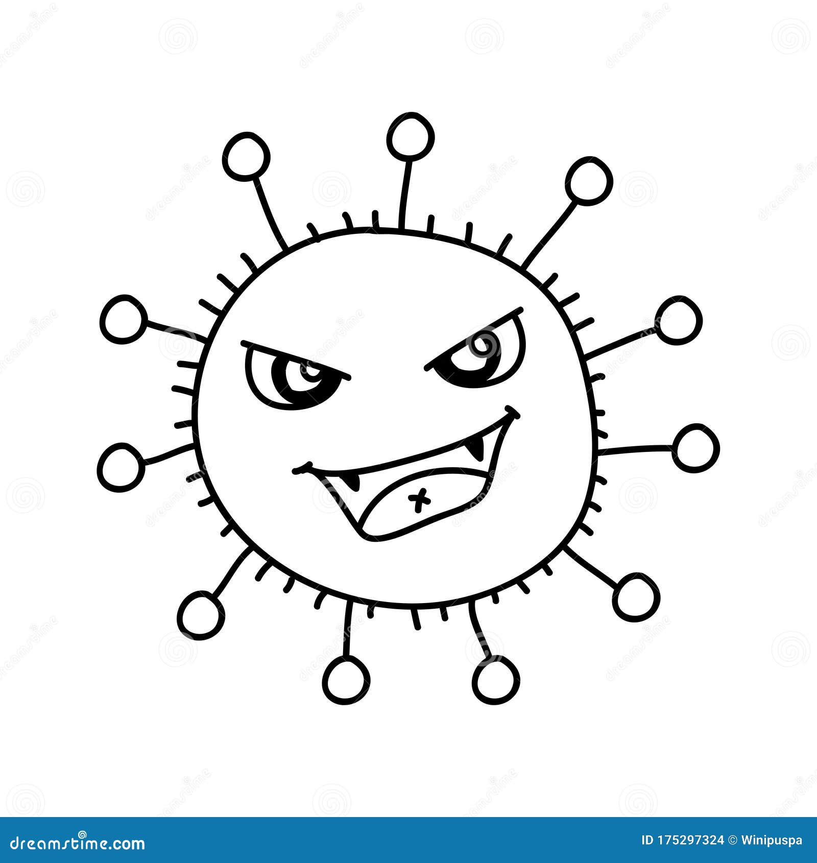 Angry Virus Illustration. Hand Drawn Corona Virus Illustration Vector ...