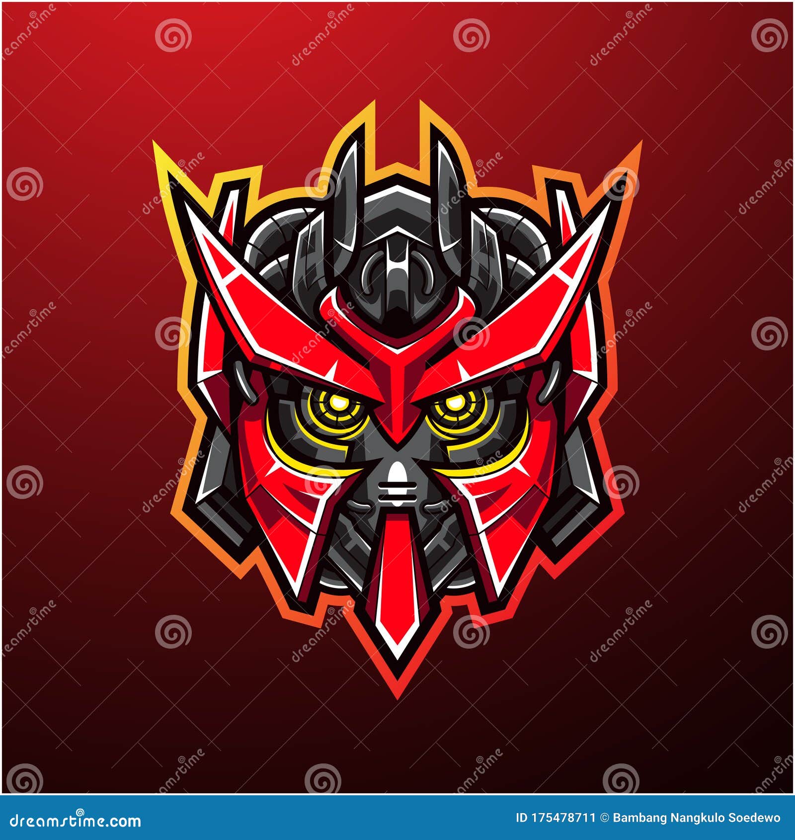 Red Robot head logo design stock vector. Illustration of robotic ...