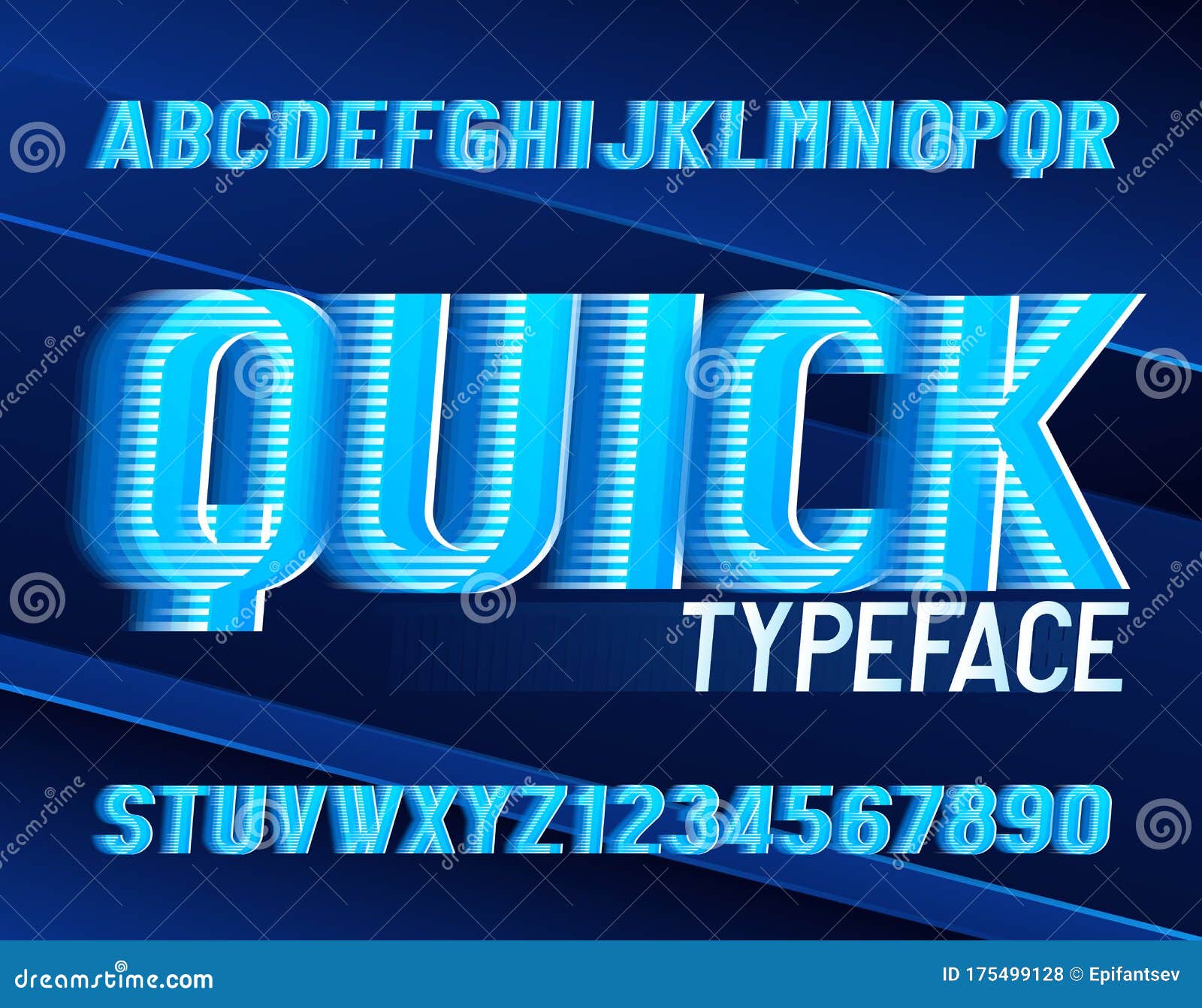 Quick Alphabet Font. High Speed Effect Letters and Numbers in Retro ...