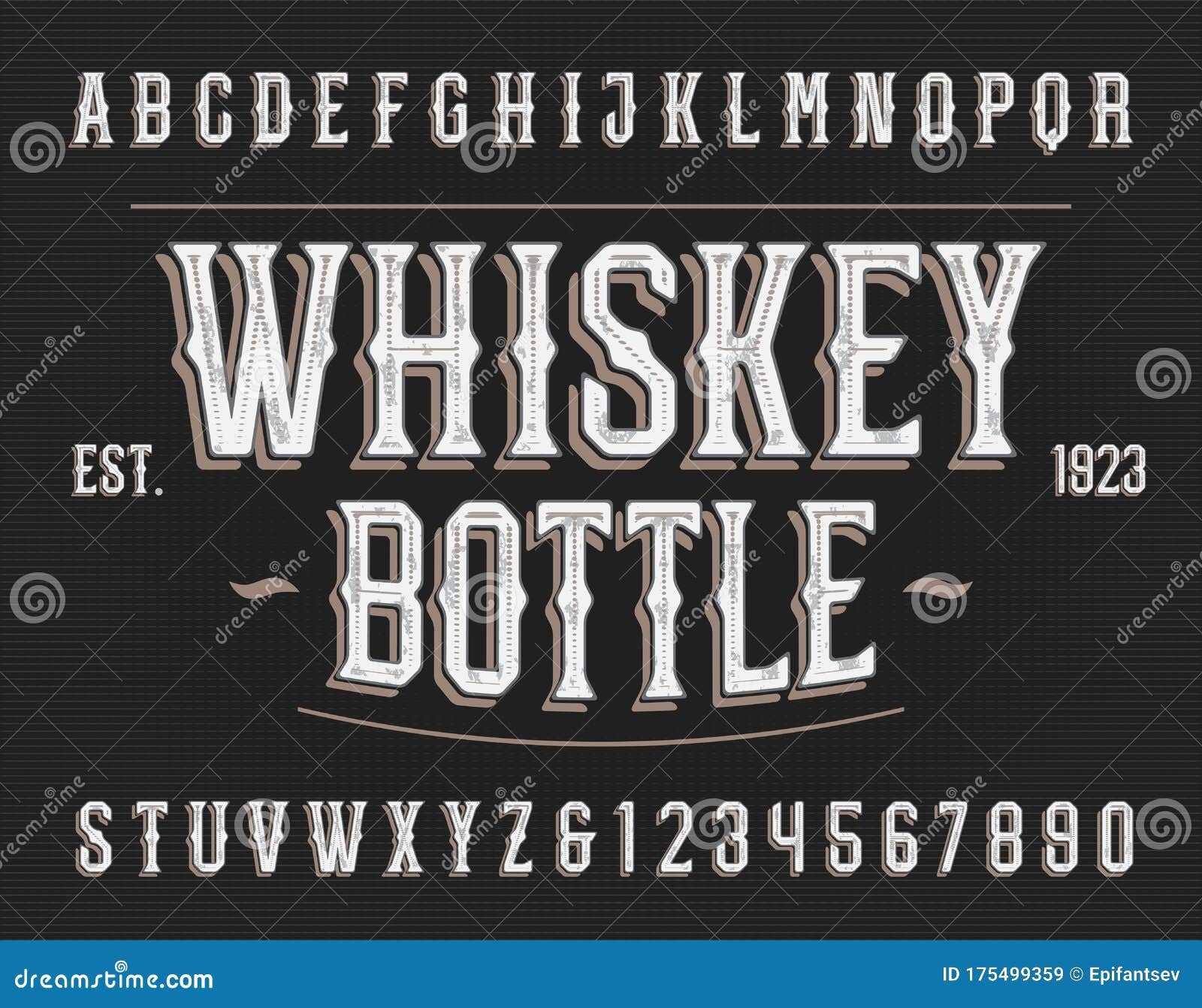 Whiskey Bottle Alphabet Font. Retro Letters and Numbers Stock Vector ...