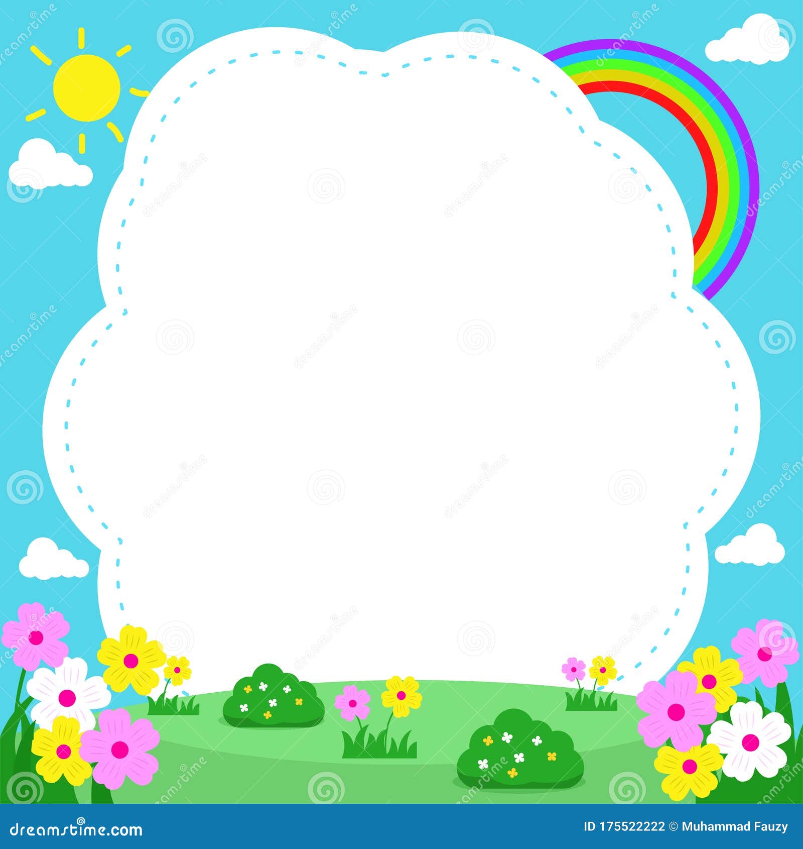 Frame Template Design with Cute Nature Theme for Kids Stock Vector ...