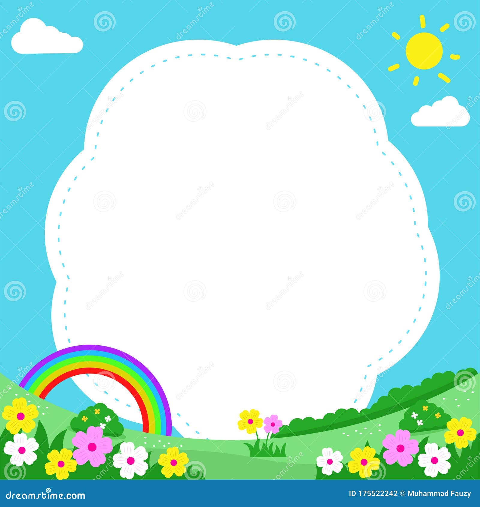 Frame Template Design with Cute Nature Theme for Kids Stock Vector ...