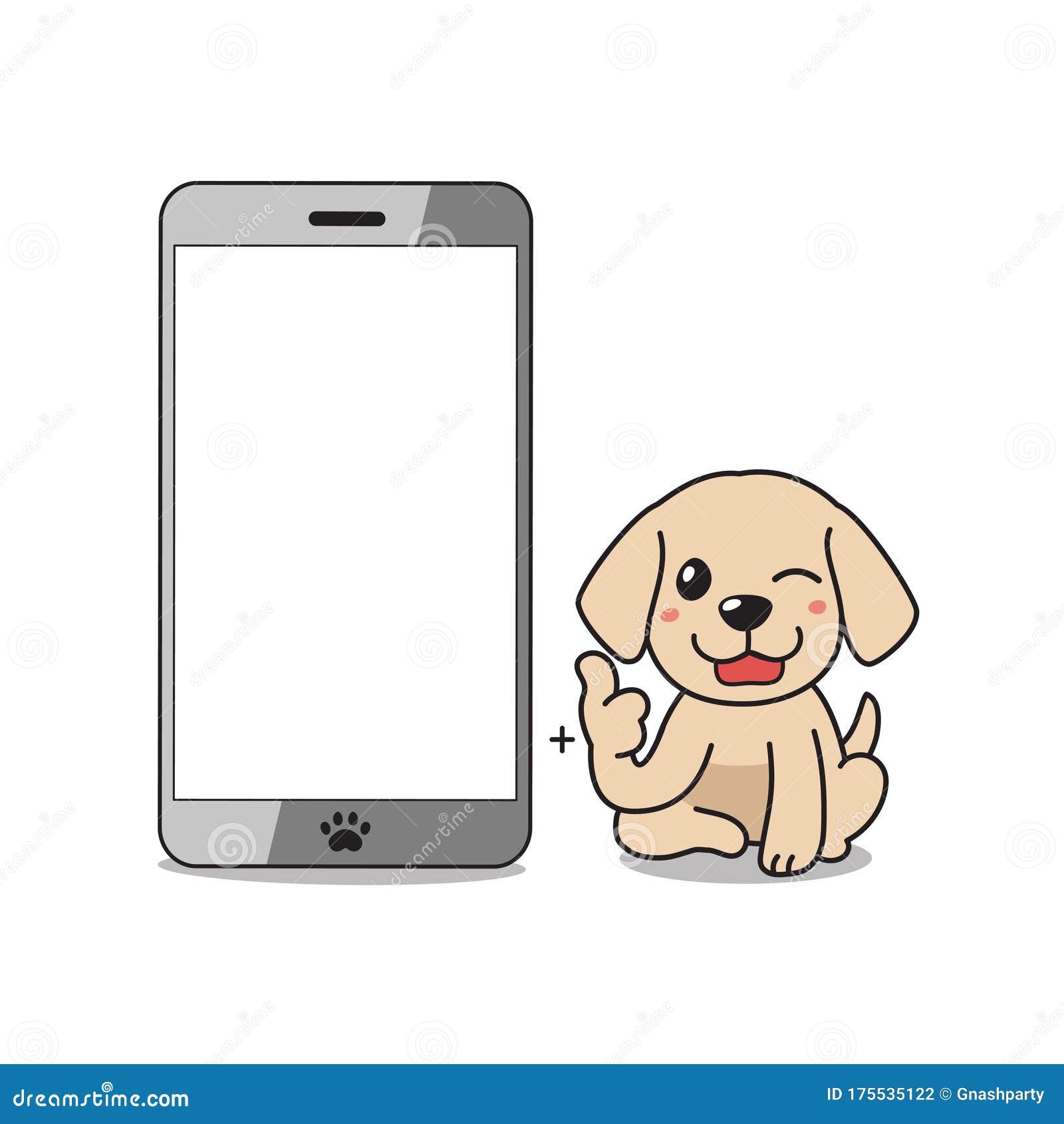 Cartoon Vector Character Cute Golden Retriever Puppy Dog with ...
