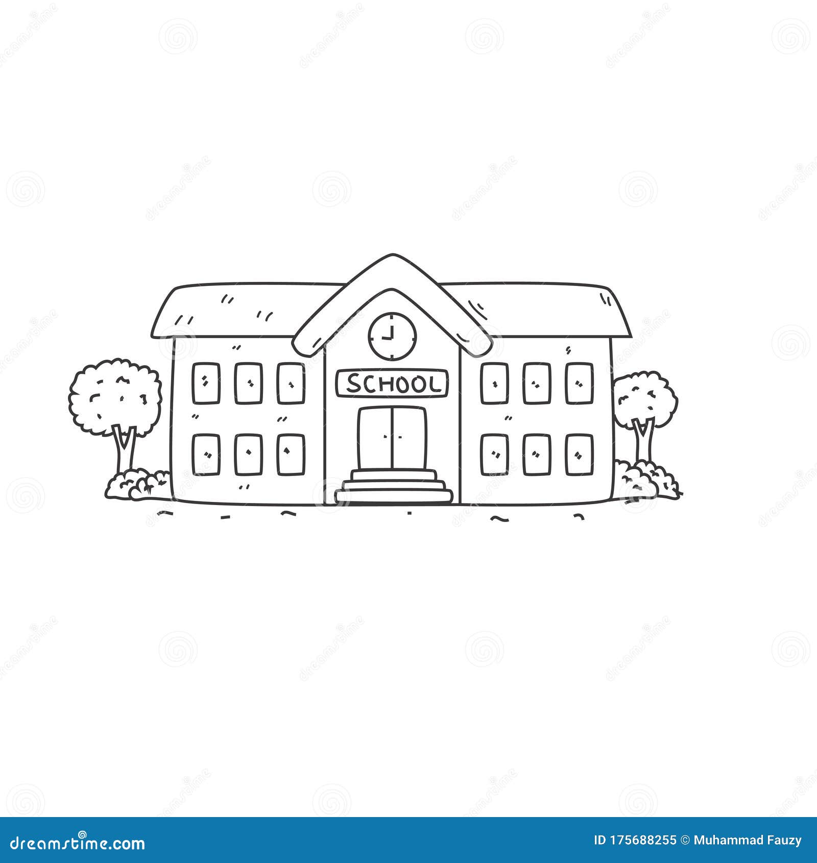 School Building Vector Illustration in Hand Drawn Style Stock Vector ...