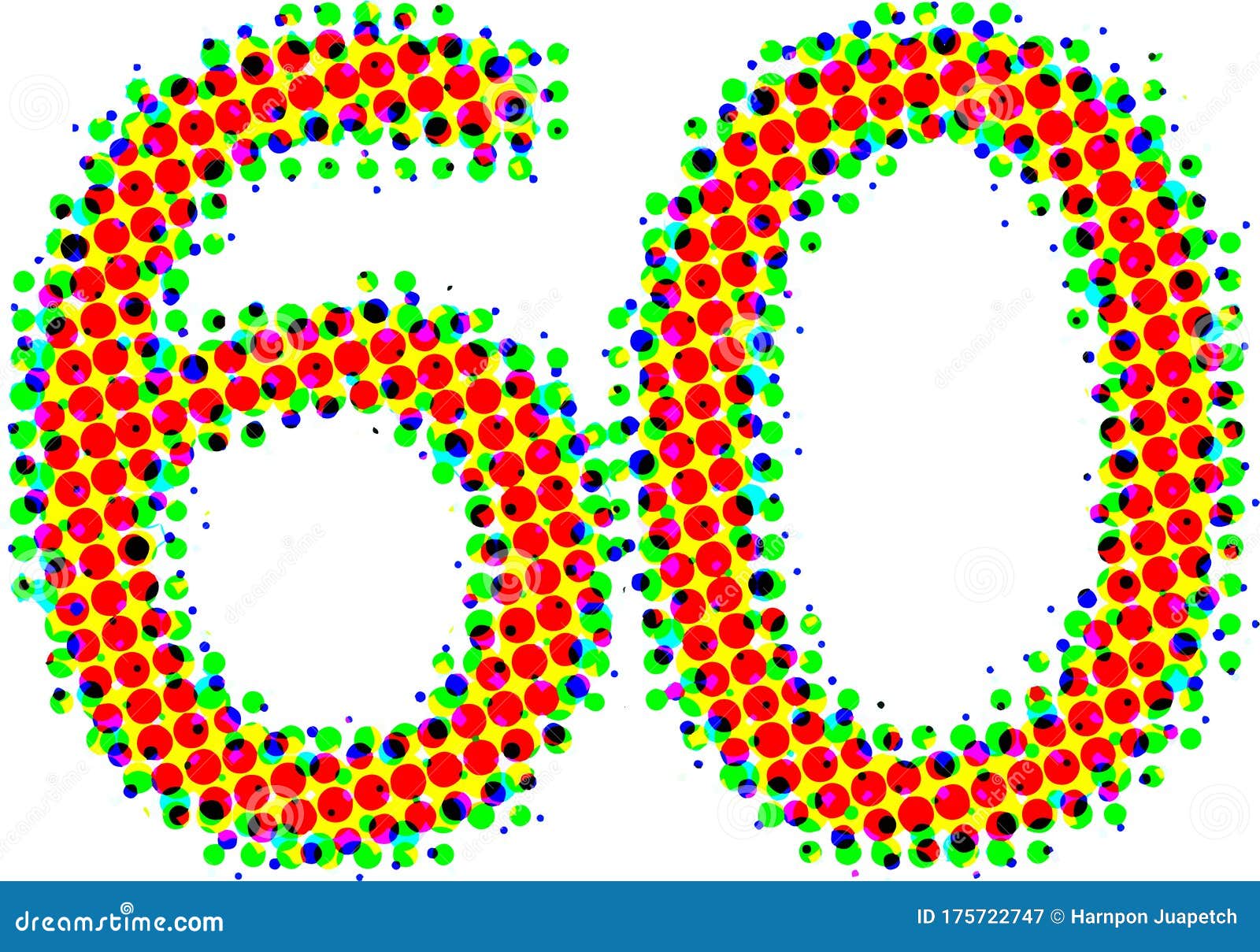 Vector Colorful Numbers 60, 60th Isolated on White Background. Color ...