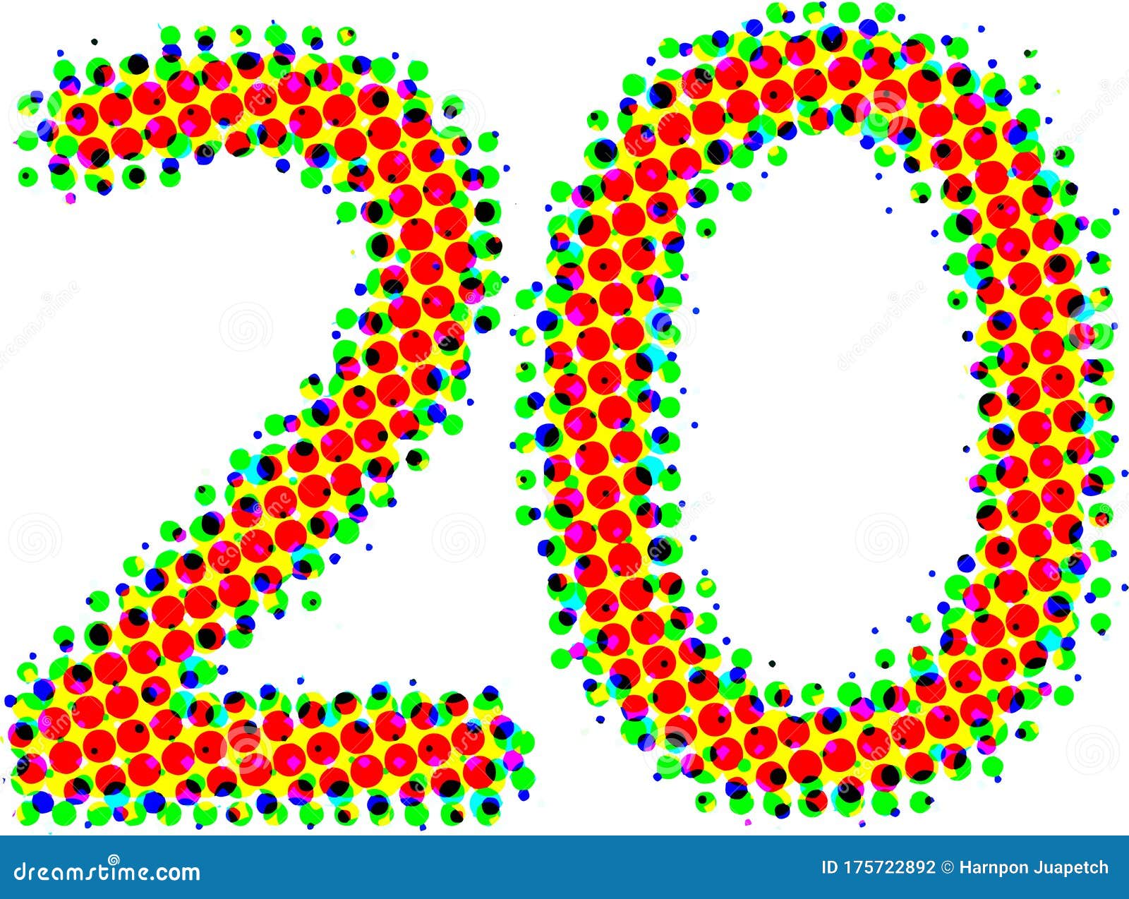 Vector Colorful Numbers 20, 20th Isolated on White Background. Color ...