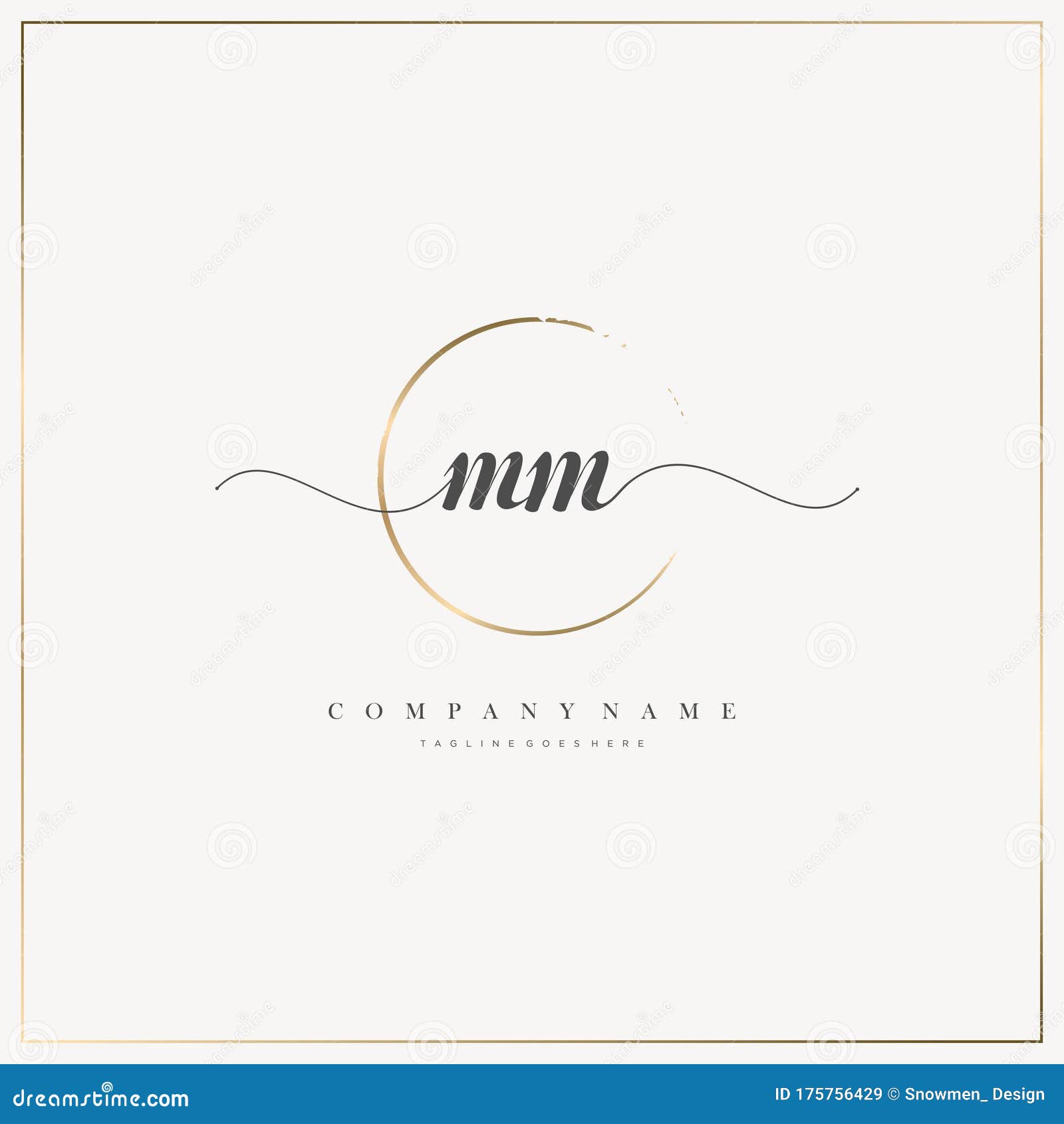 Initial Handwriting Logo Geometric Template Vector Stock Vector ...