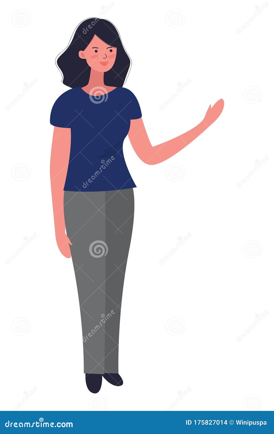 Illustration Young Woman Showing Hand Gesture Copy Space To Present or ...