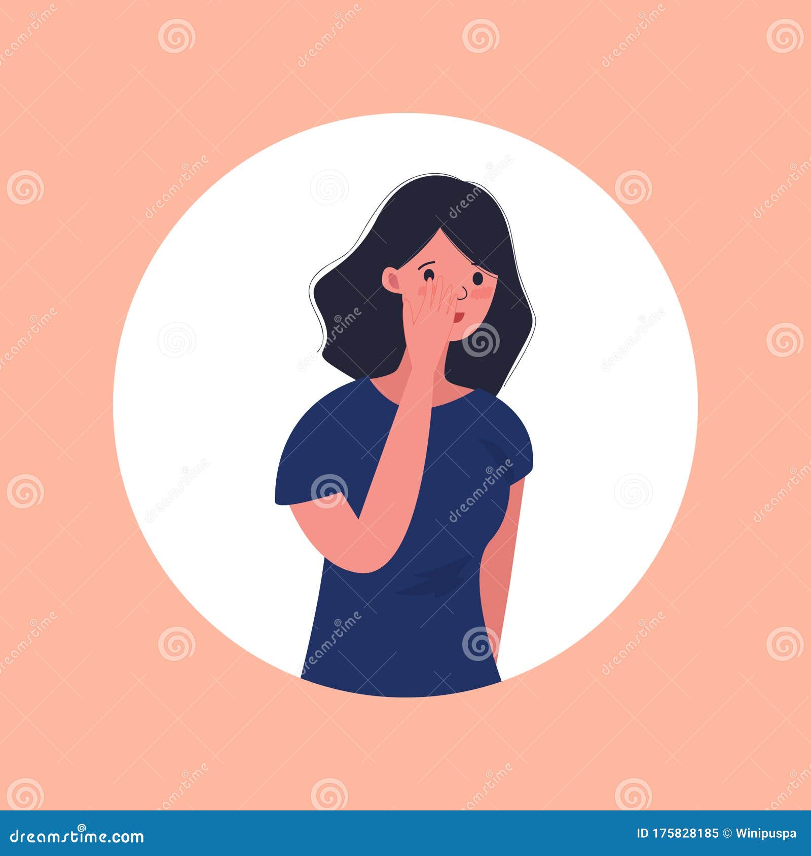 Illustration Young Woman Touching Face Stock Vector - Illustration of ...