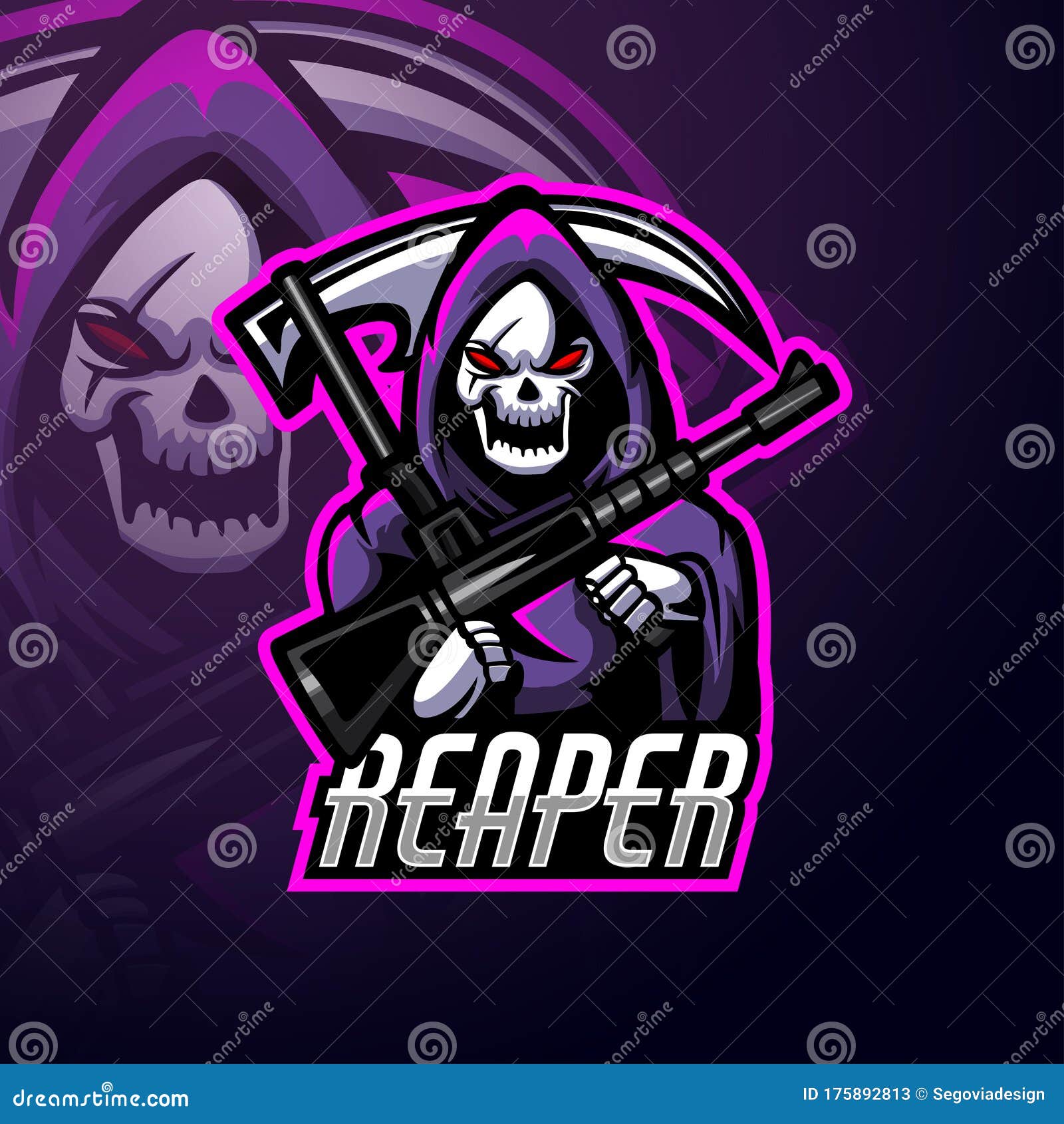 Reaper Esport Logo Mascot Design Stock Vector - Illustration of gothic ...