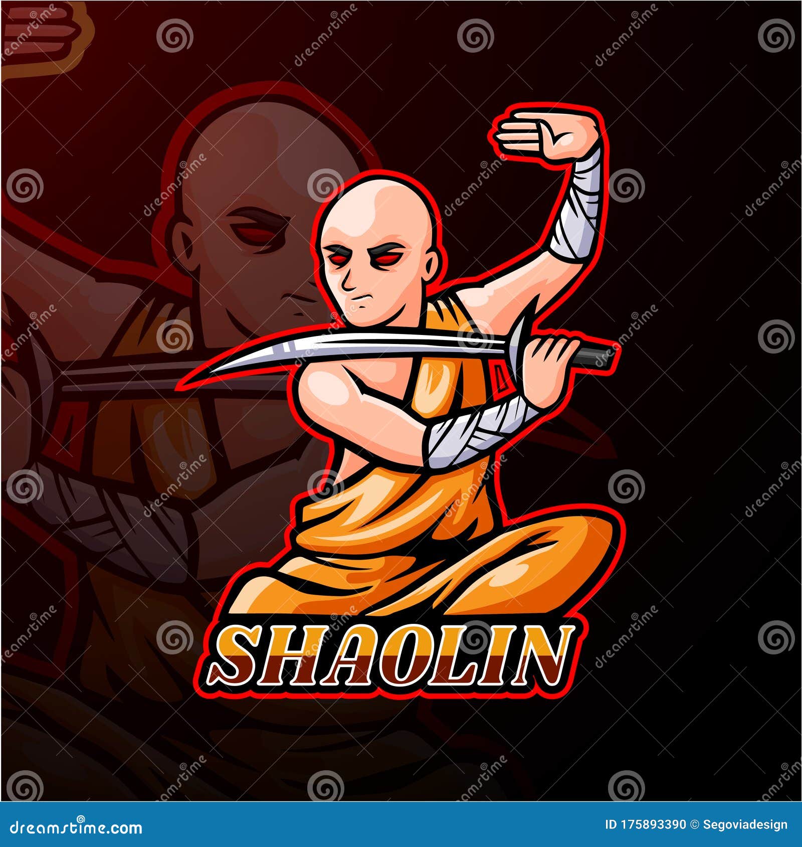 Shaolin Esport Logo Mascot Design Stock Vector - Illustration of power ...