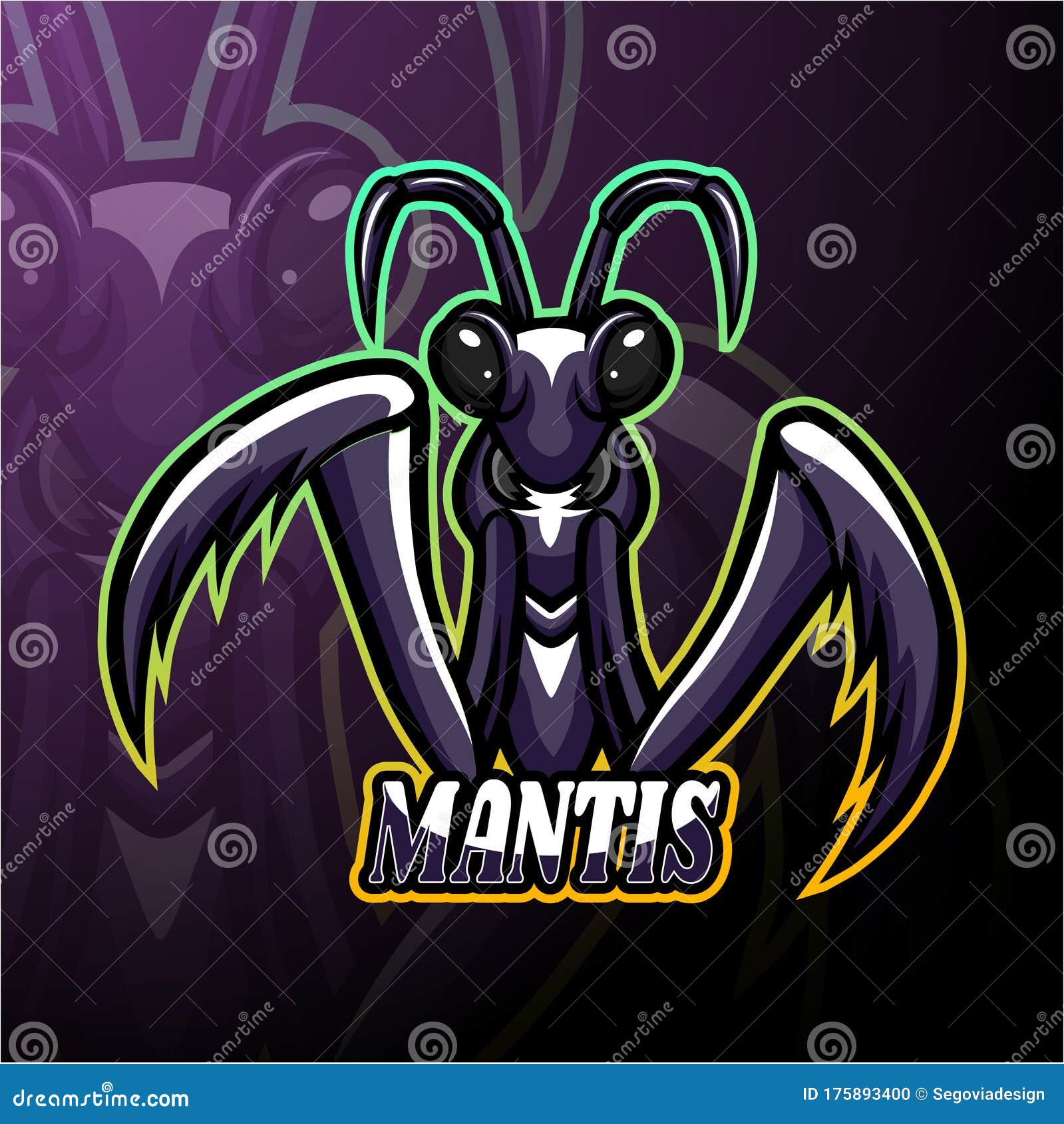 Mantis Mascot Esport Logo Design Vector Illustration | CartoonDealer ...