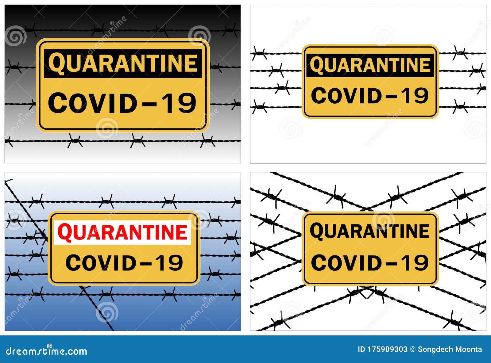 Warning Quarantine Covid-19 Sign Stock Vector - Illustration of ...