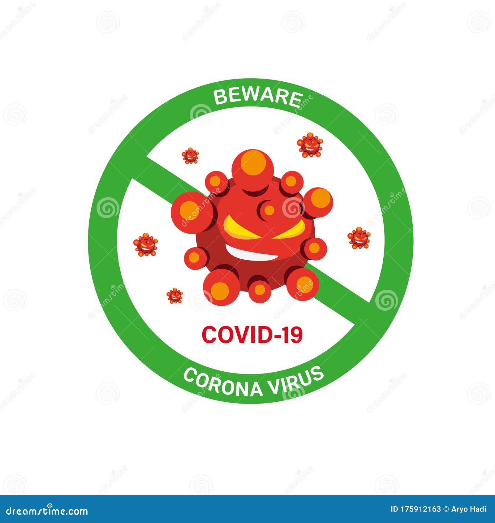 Beware COVID-19 Corona Virus Infection Disease. Warning Symbol in ...