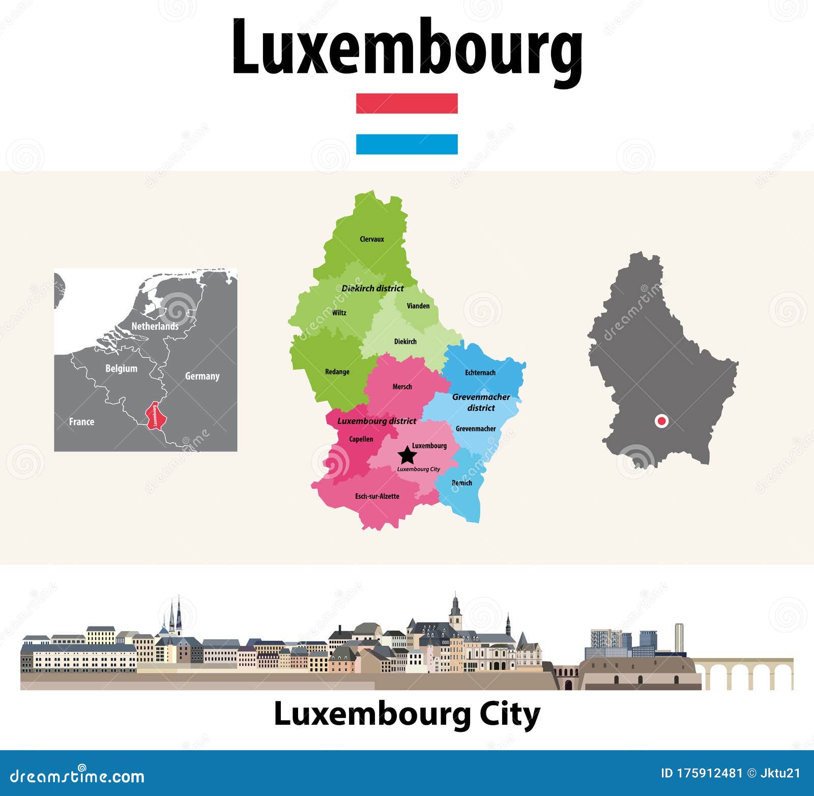 Vianden Canton Grand Duchy Of Luxembourg, Administrative Divisions Map ...