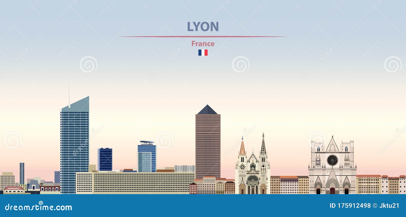 Lyon Cityscape Colorful Poster. Vector Illustration Stock Vector ...