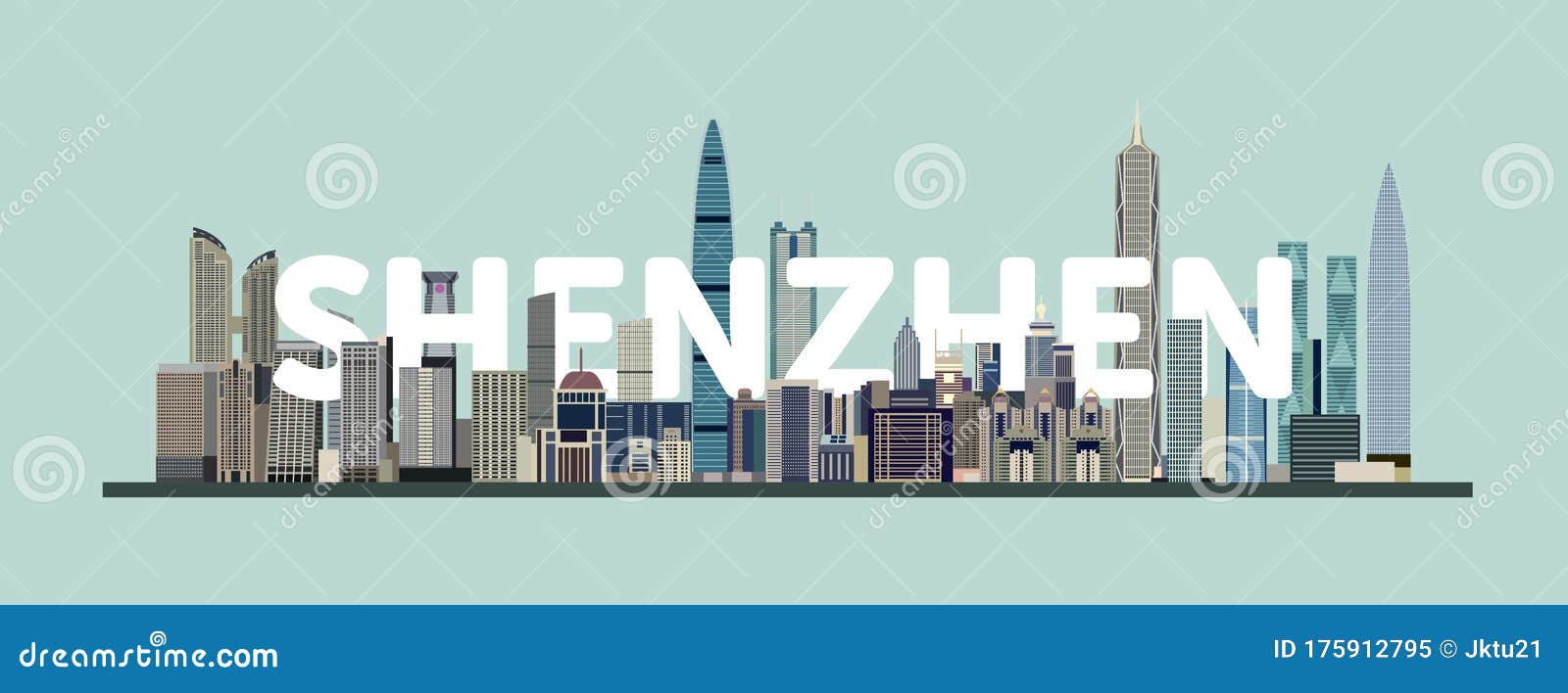 Shenzhen Cityscape Colorful Poster. Vector Illustration Stock Vector ...