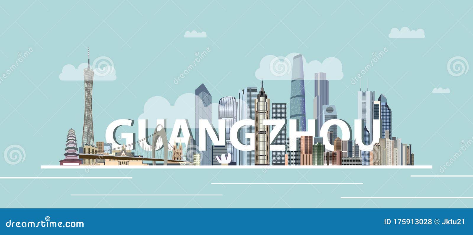 Guangzhou Cityscape Colorful Poster. Vector Illustration Stock Vector ...