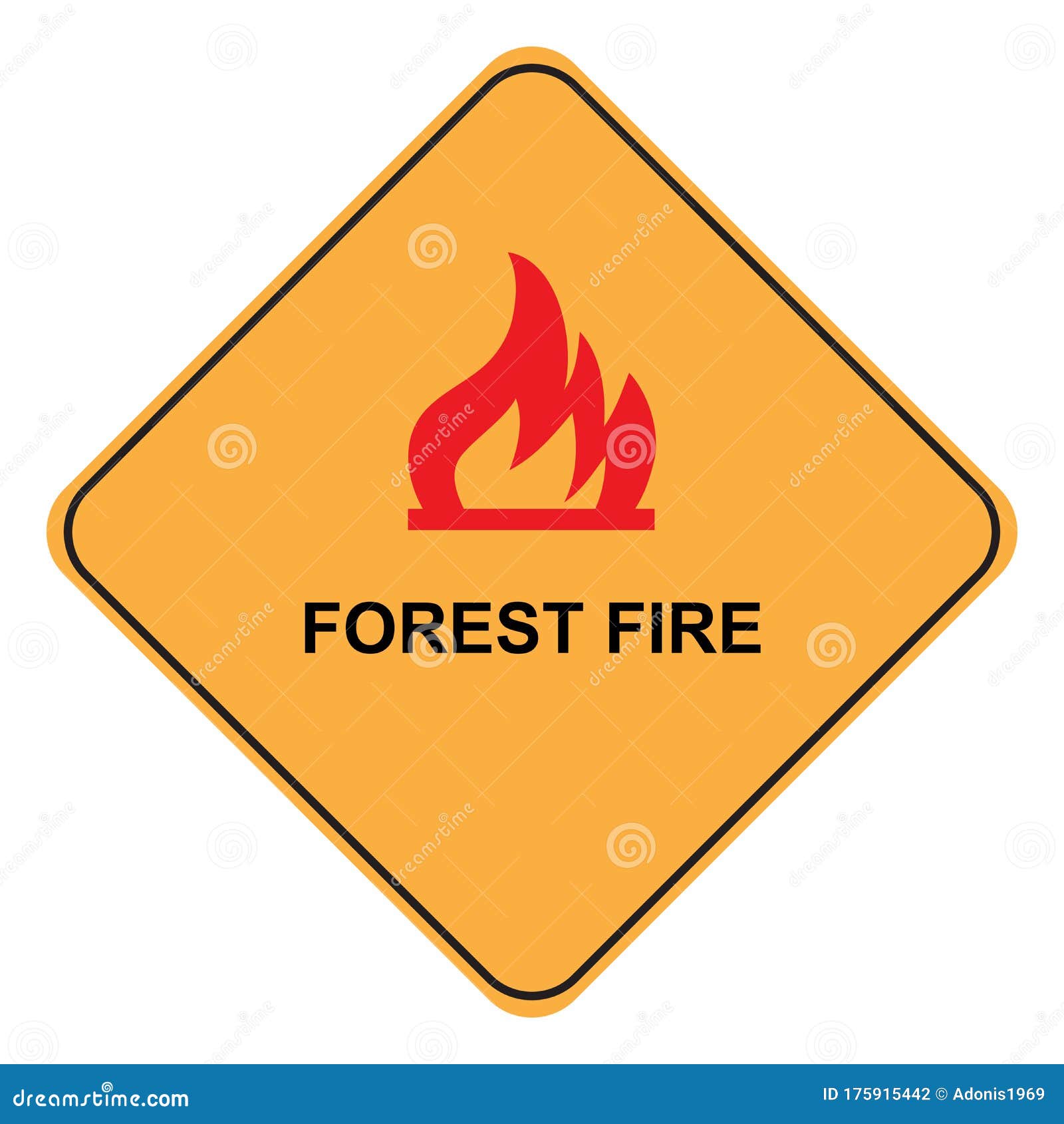 Forest fire traffic sign stock illustration. Illustration of hill ...