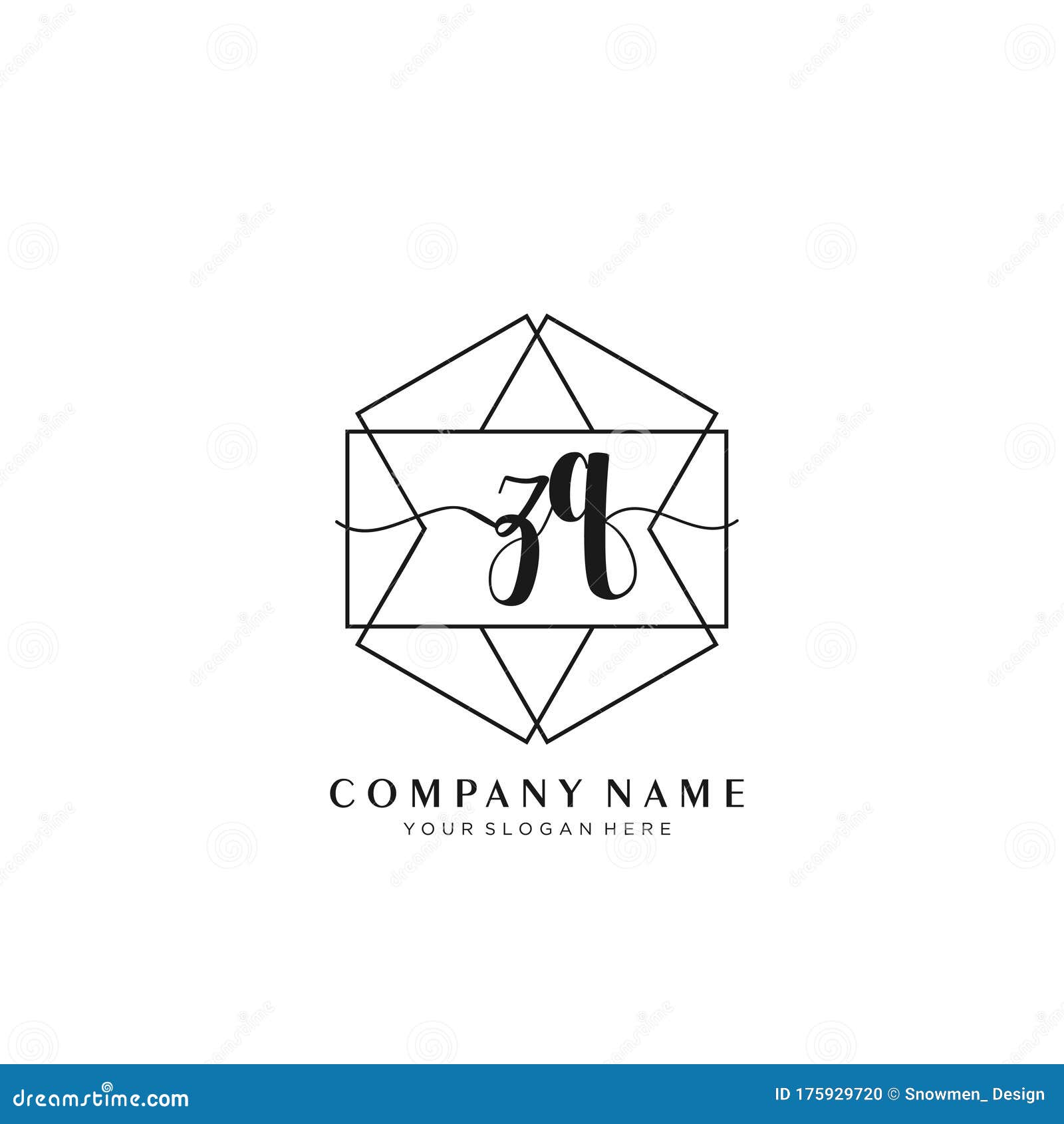 Initial Handwriting Logo Geometric Template Vector Stock Vector ...