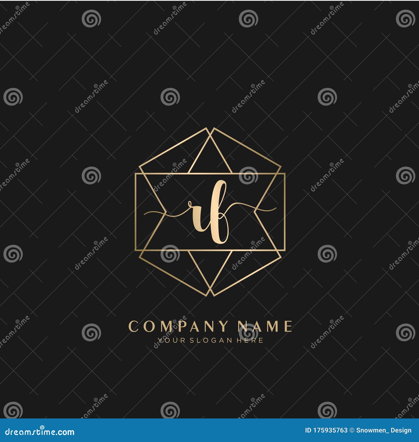 Initial Handwriting Logo Geometric Template Vector Stock Vector ...