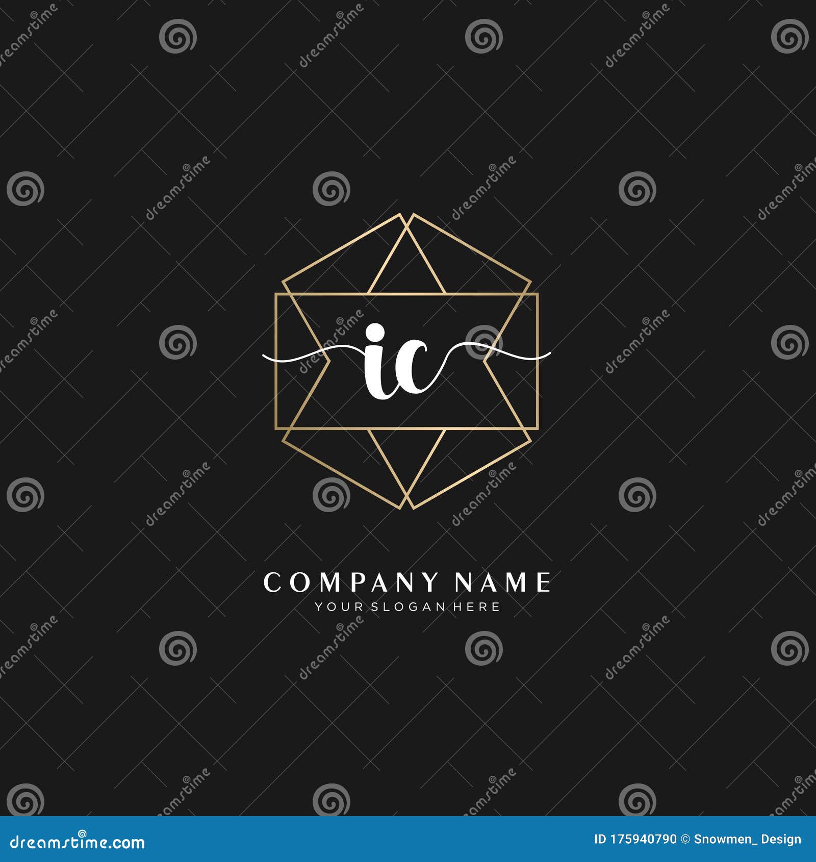 Initial Handwriting Logo Geometric Template Vector Stock Vector ...