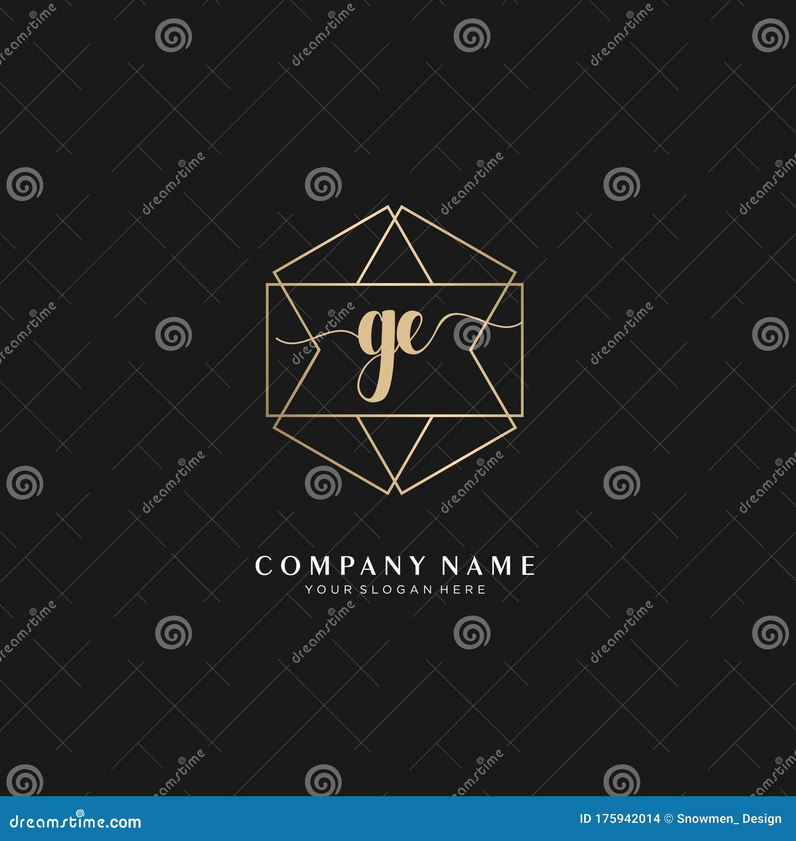 Initial Handwriting Logo Geometric Template Vector Stock Vector ...