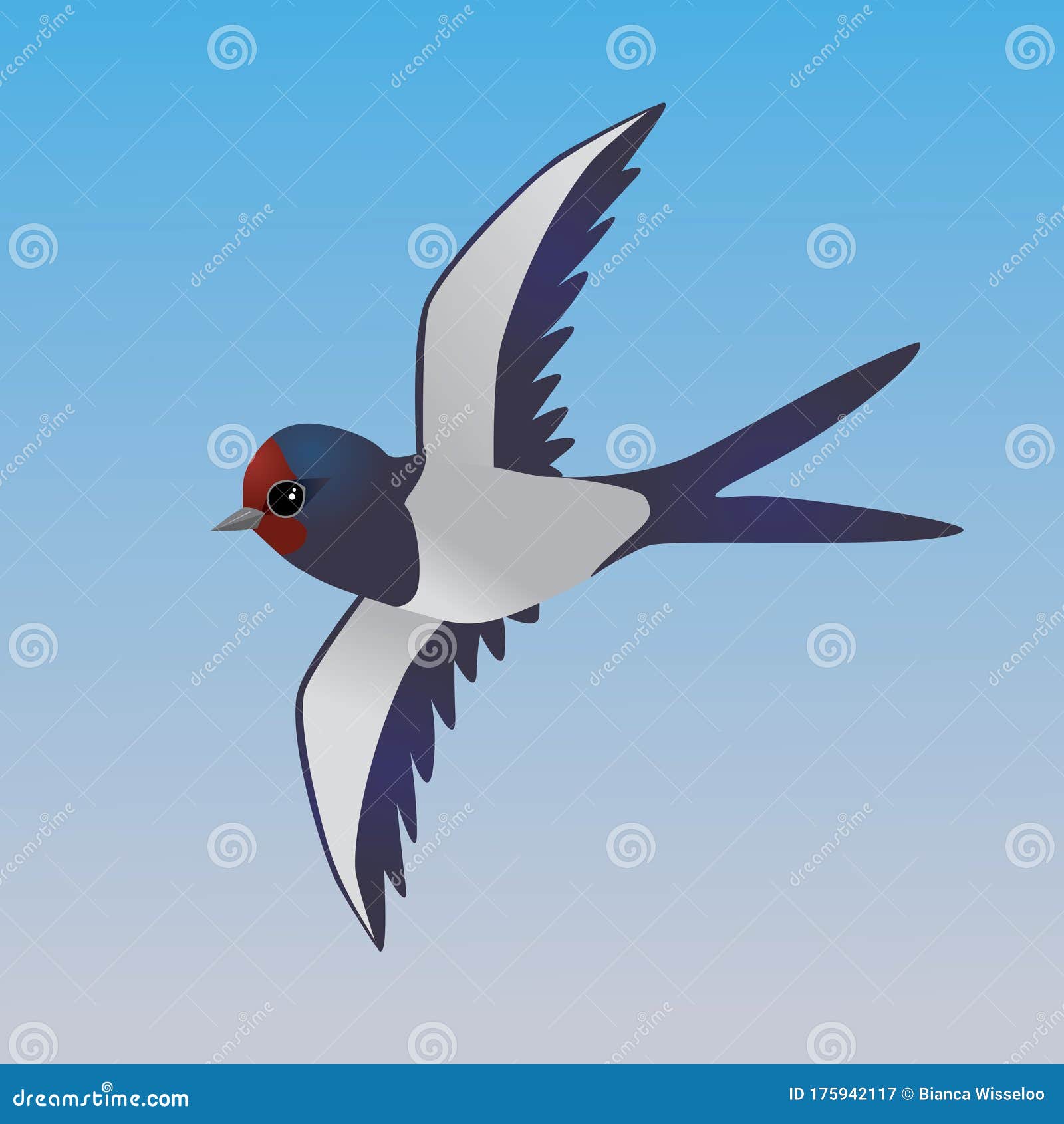 Cute Flying Barn Swallow Cartoon Style Stock Vector - Illustration of ...